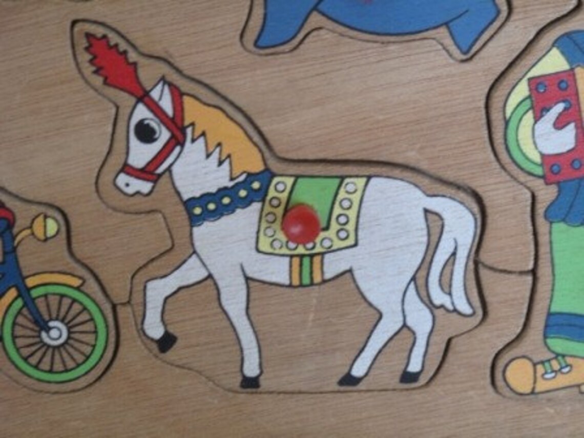 Vintage Wood Circus Puzzle | Etsy