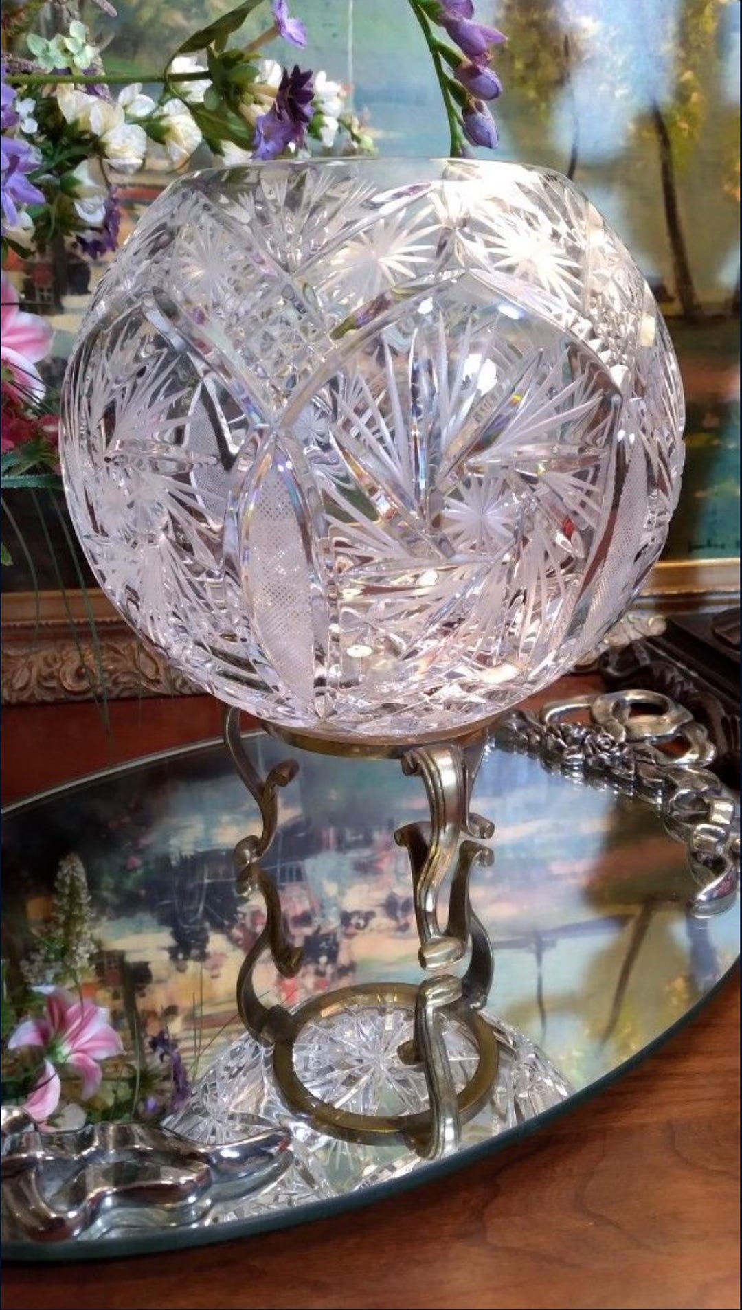 Anitra Williamsburg Cut Crystal Rose Bowl Vase - Etsy