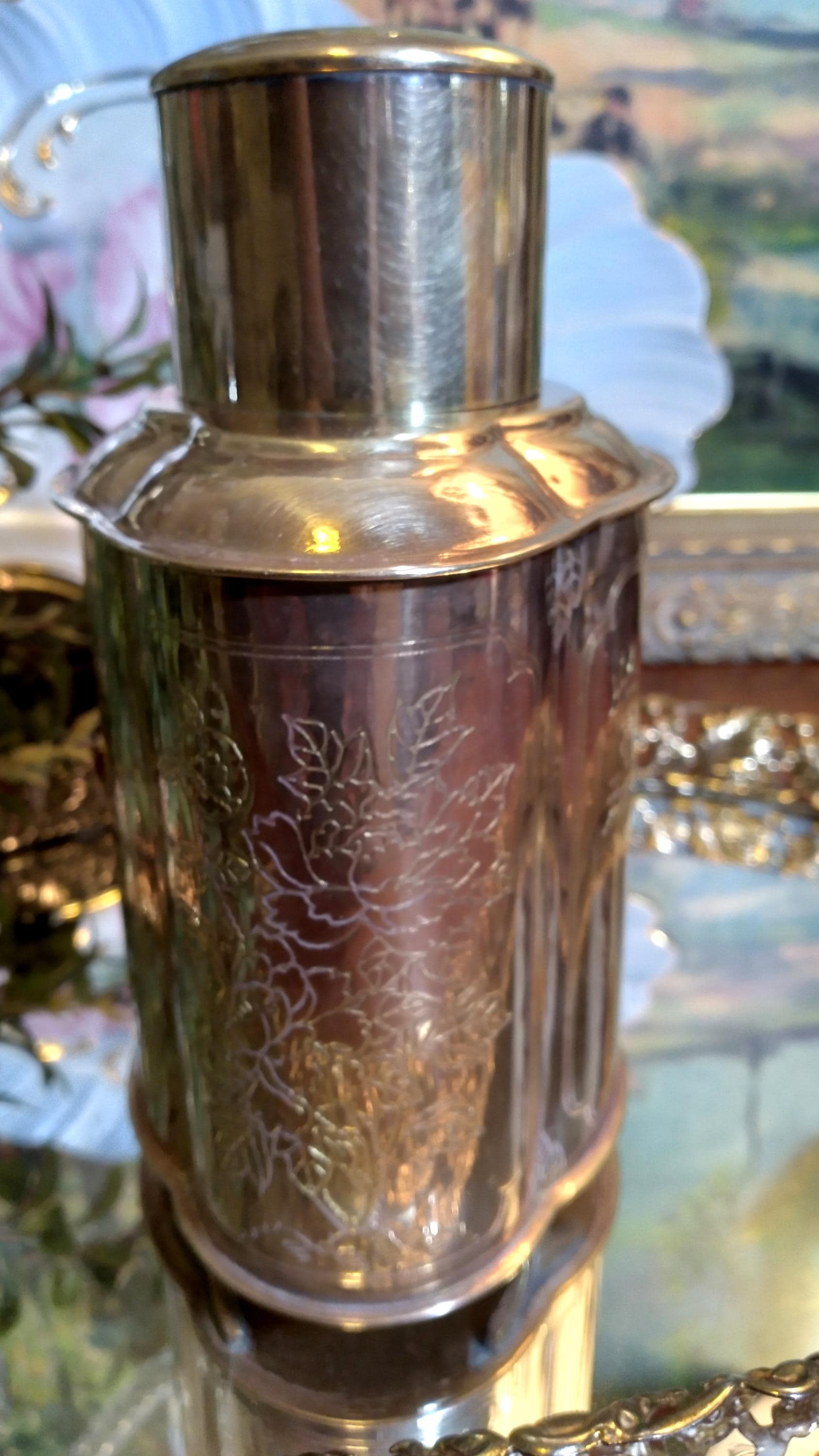 Vintage Asian Brass Footed Tea Caddy| Brass Tea Canister W Lid| Brass ...