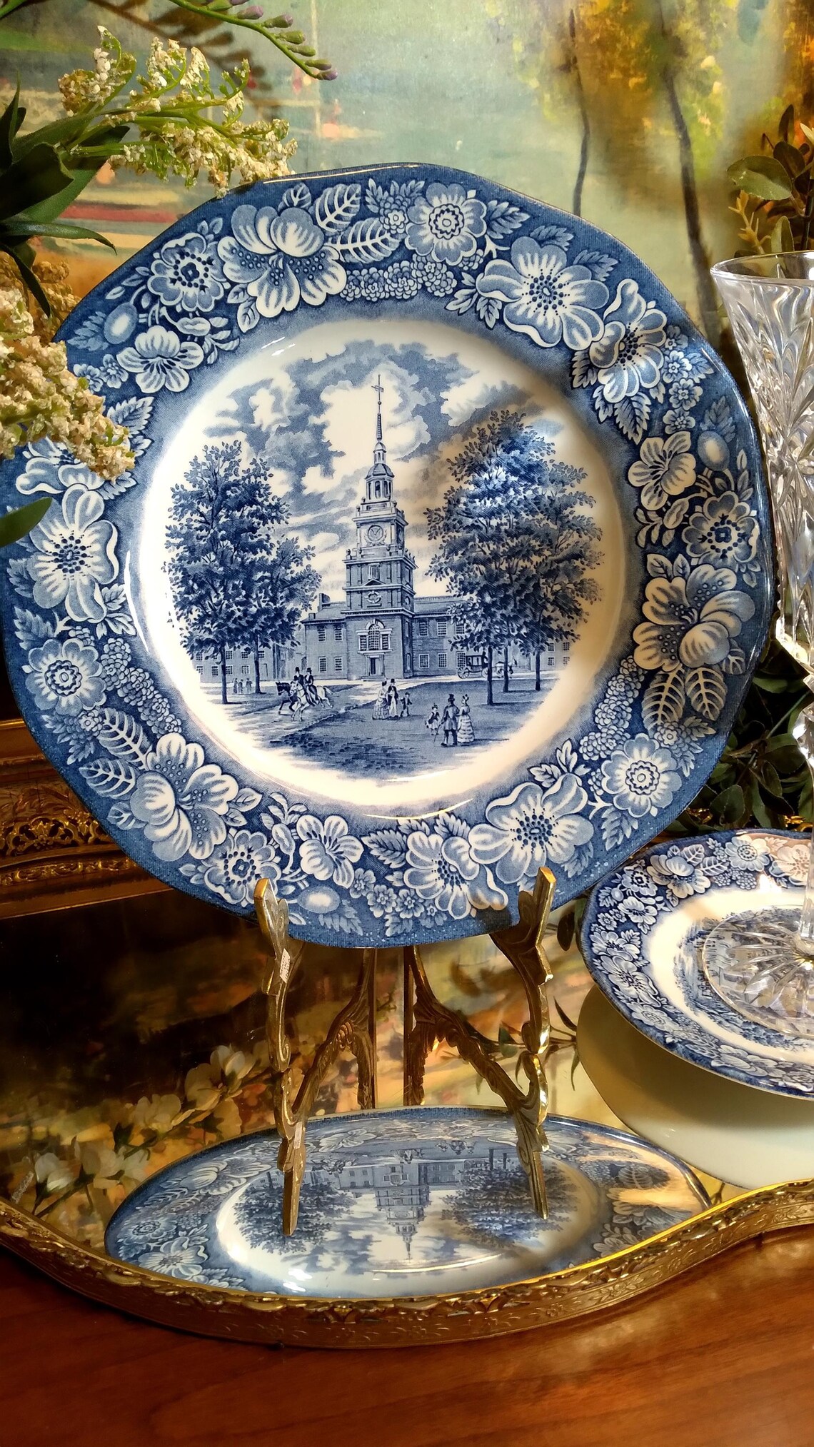 Staffordshire Libberty Blue Dinner Plates Set of (2) | Vintage Liberty ...