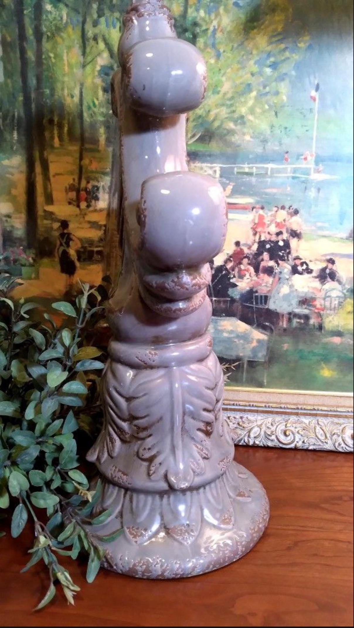 Large Ceramic Decorative Finial Sculpture 17" | Farmhouse Finial Statue ...
