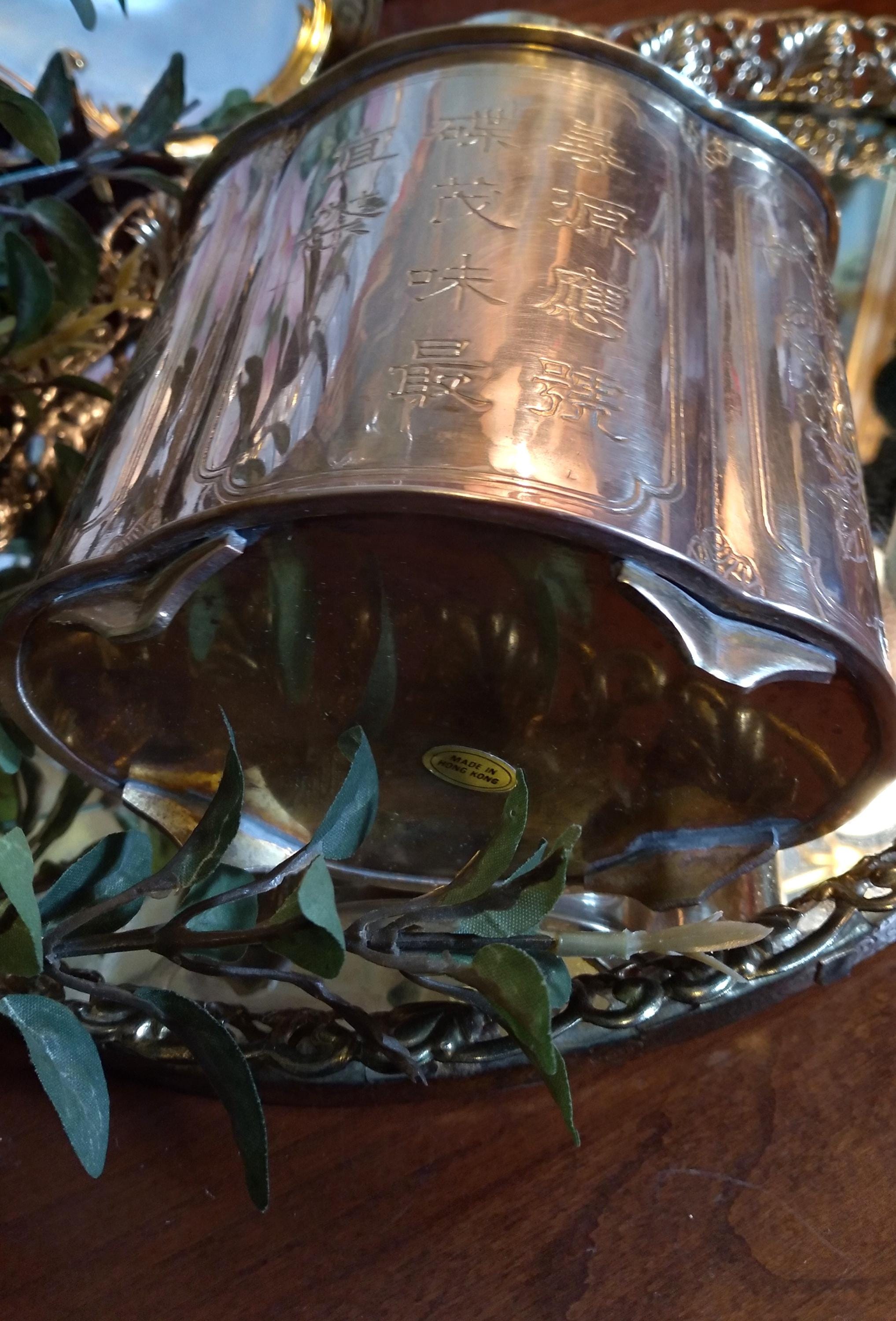 Vintage Asian Brass Footed Tea Caddy| Brass Tea Canister W Lid| Brass ...