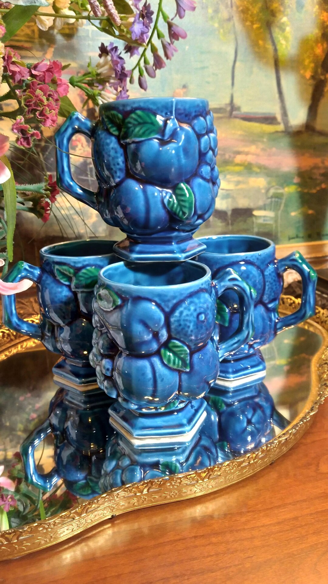 Vintage Inarco Blue Mood Indigo Mug Set of (4) - Etsy