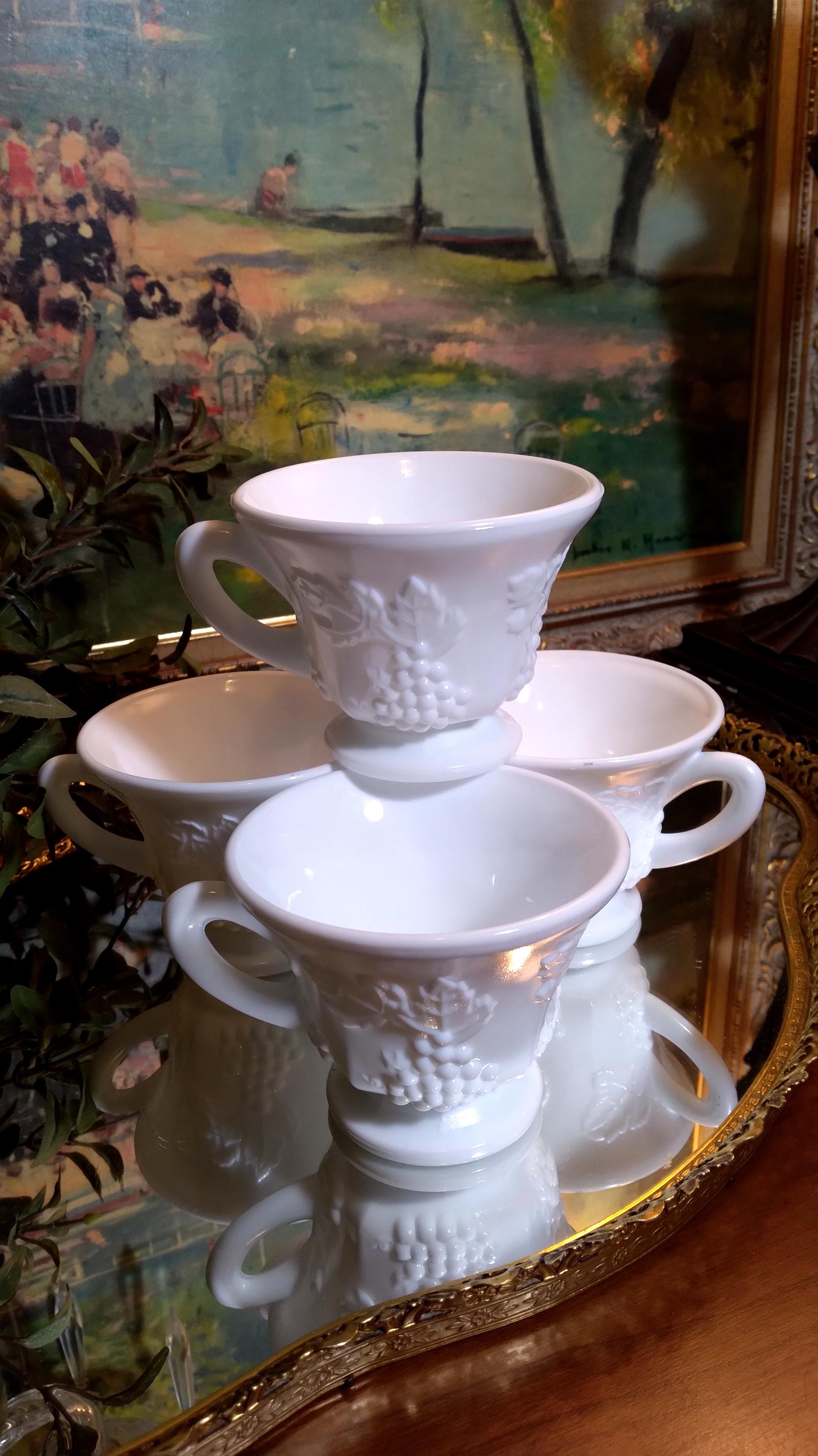 Vintage Colony Harvest Milk Glass Punch/snack Footed Cup Set of (4) - Etsy