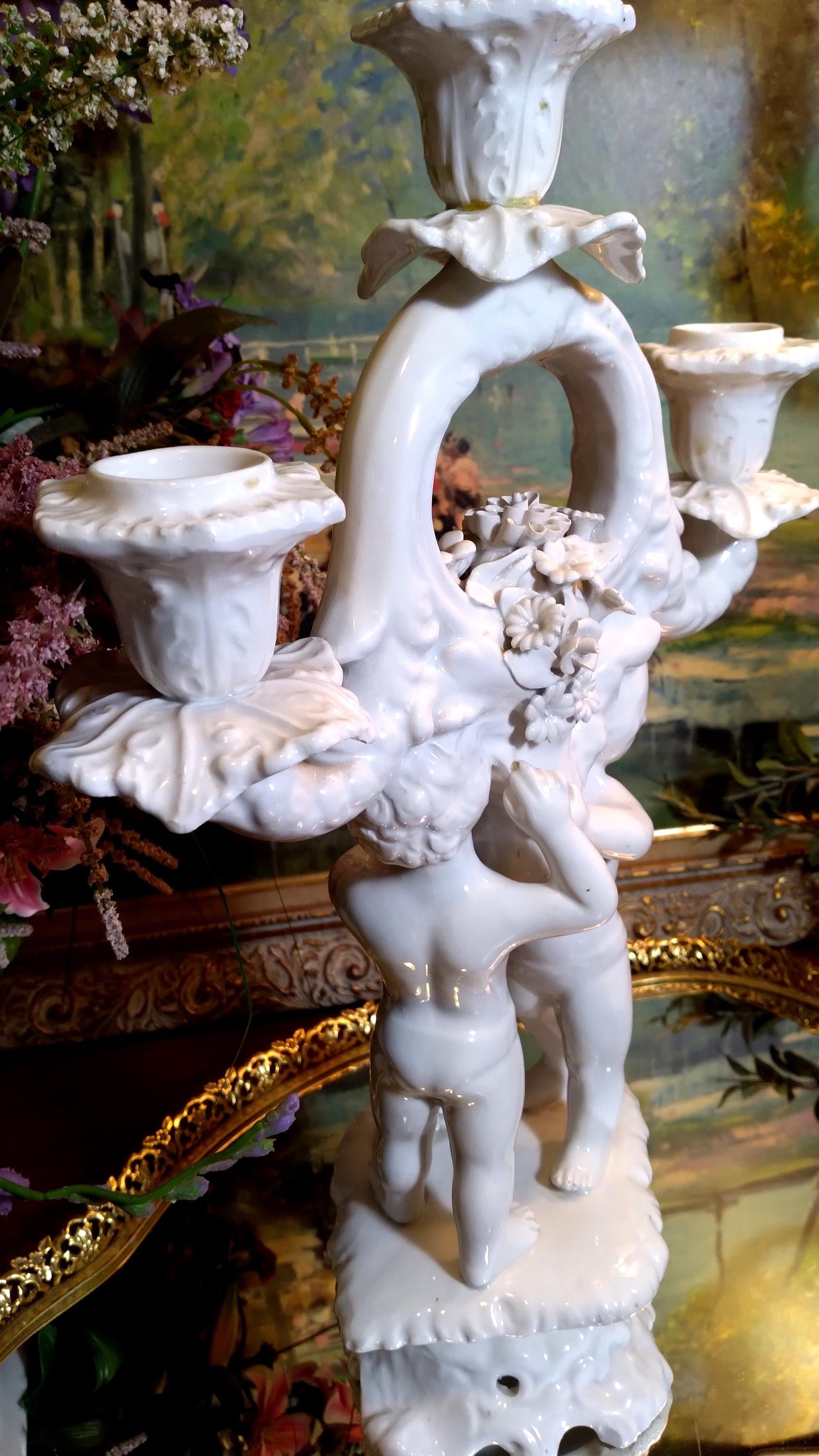 Vintage Large Italian White Porcelain | Ceramic Standing Cherub Figures ...