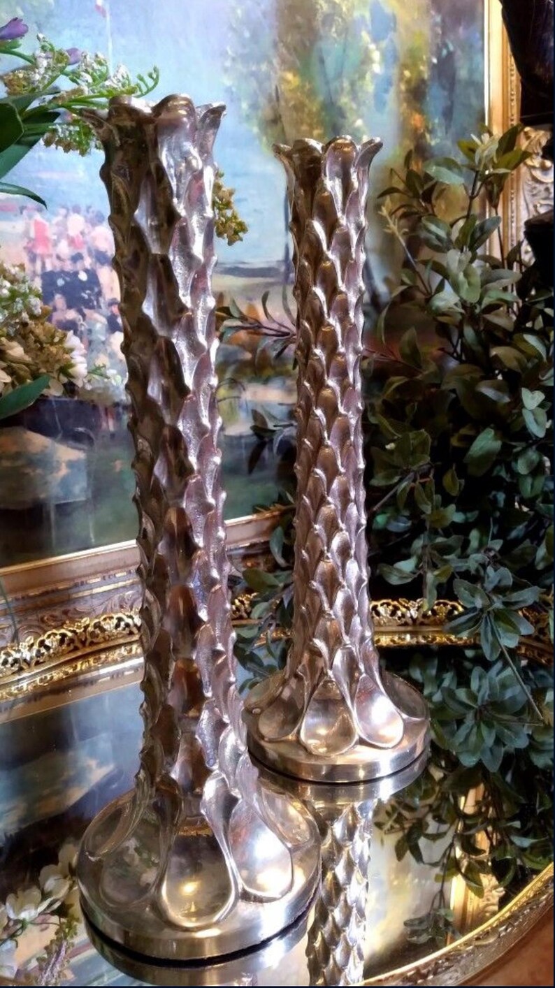 Vintage Brass Andrea of Sadek Palm Tree Trunk Candlesticks | Brass Palm ...