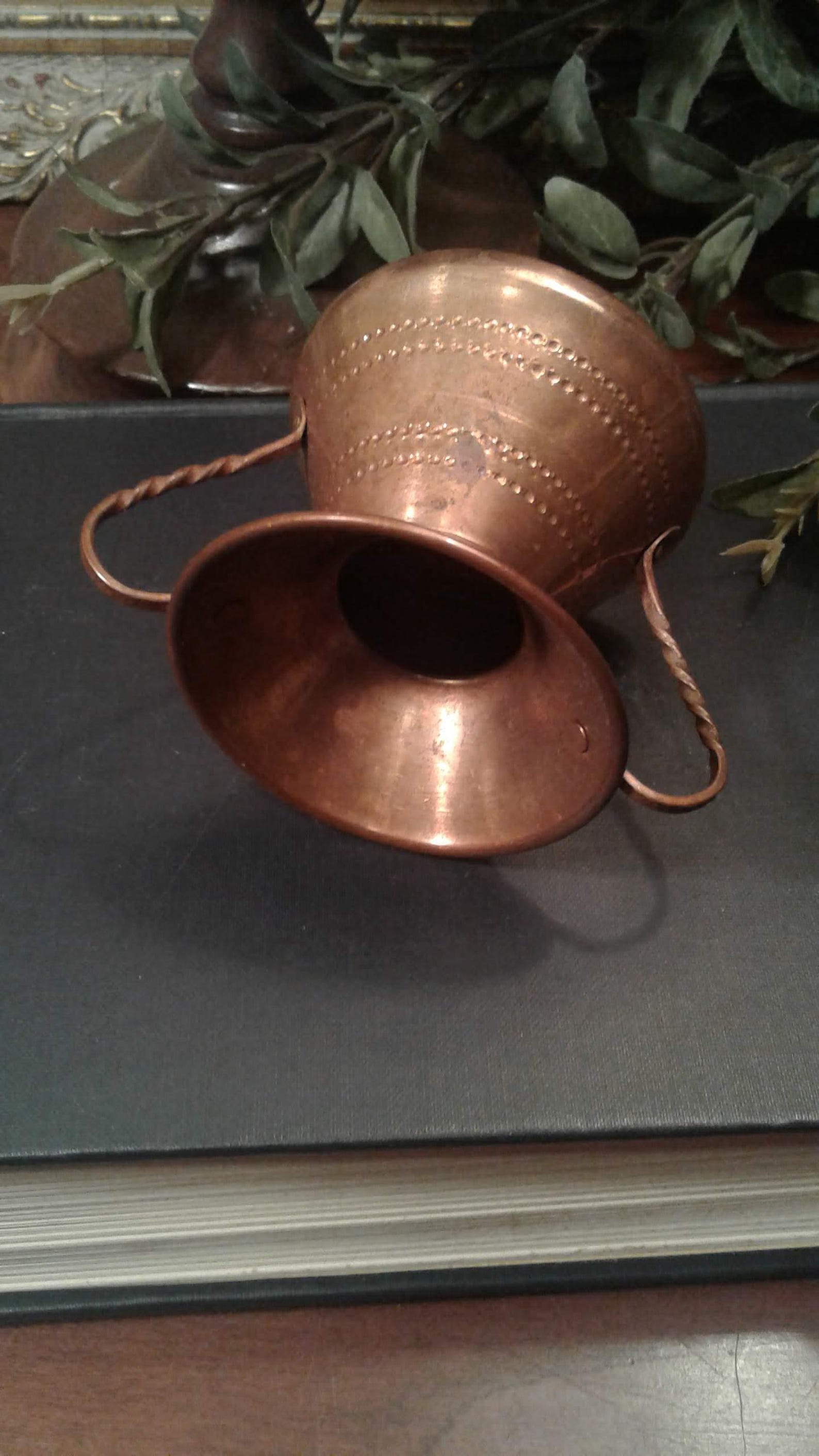 Vintage Copper Twisted Handle Spittoon - Etsy