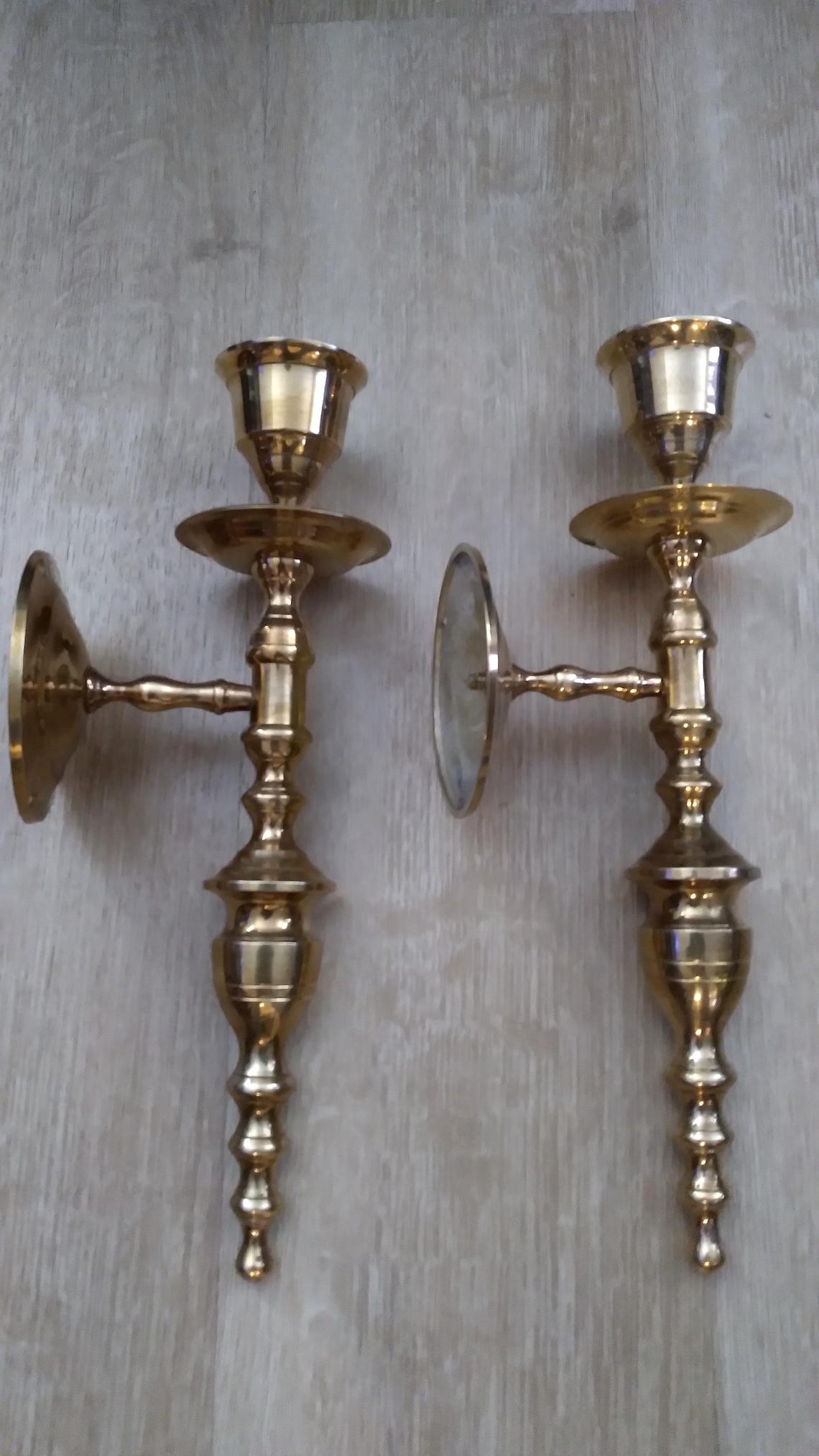 Vintage 11" Brass Candle Wall Mount Sconce Set of (2)/decor - Etsy