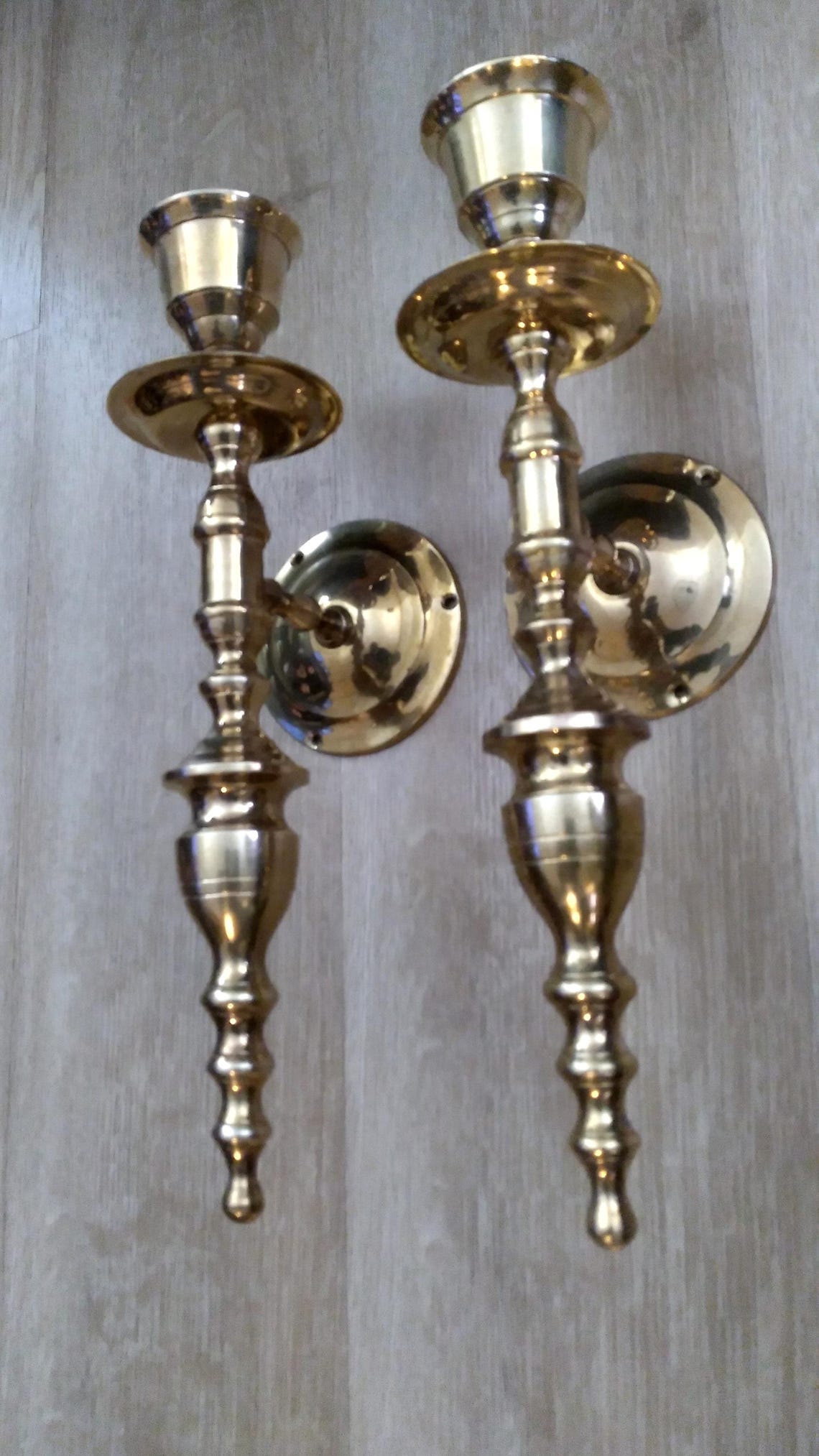Vintage 11" Brass Candle Wall Mount Sconce Set of (2)/decor - Etsy
