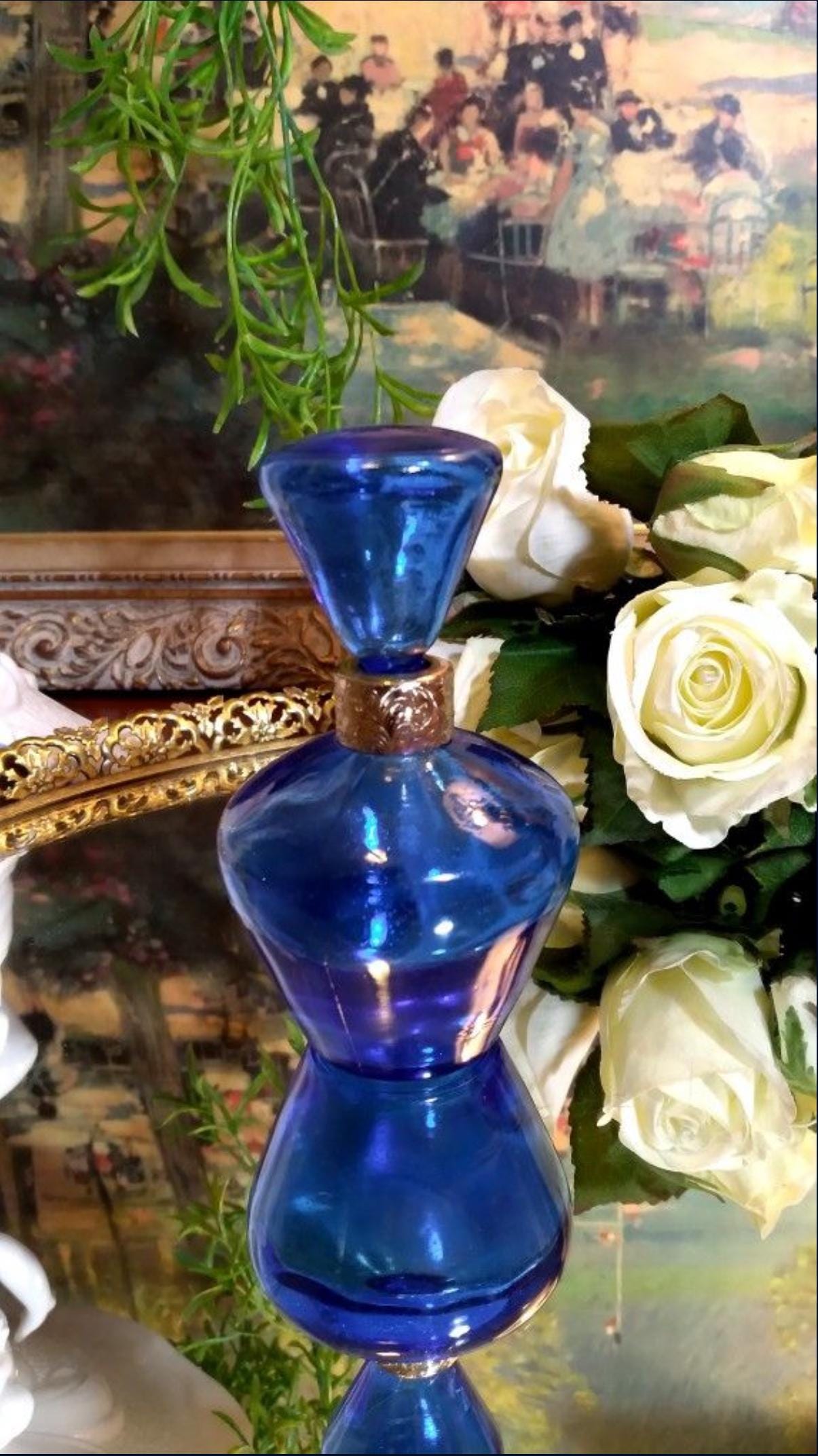 Vintage Cobalt Blue Glass Perfume Bottle - Etsy