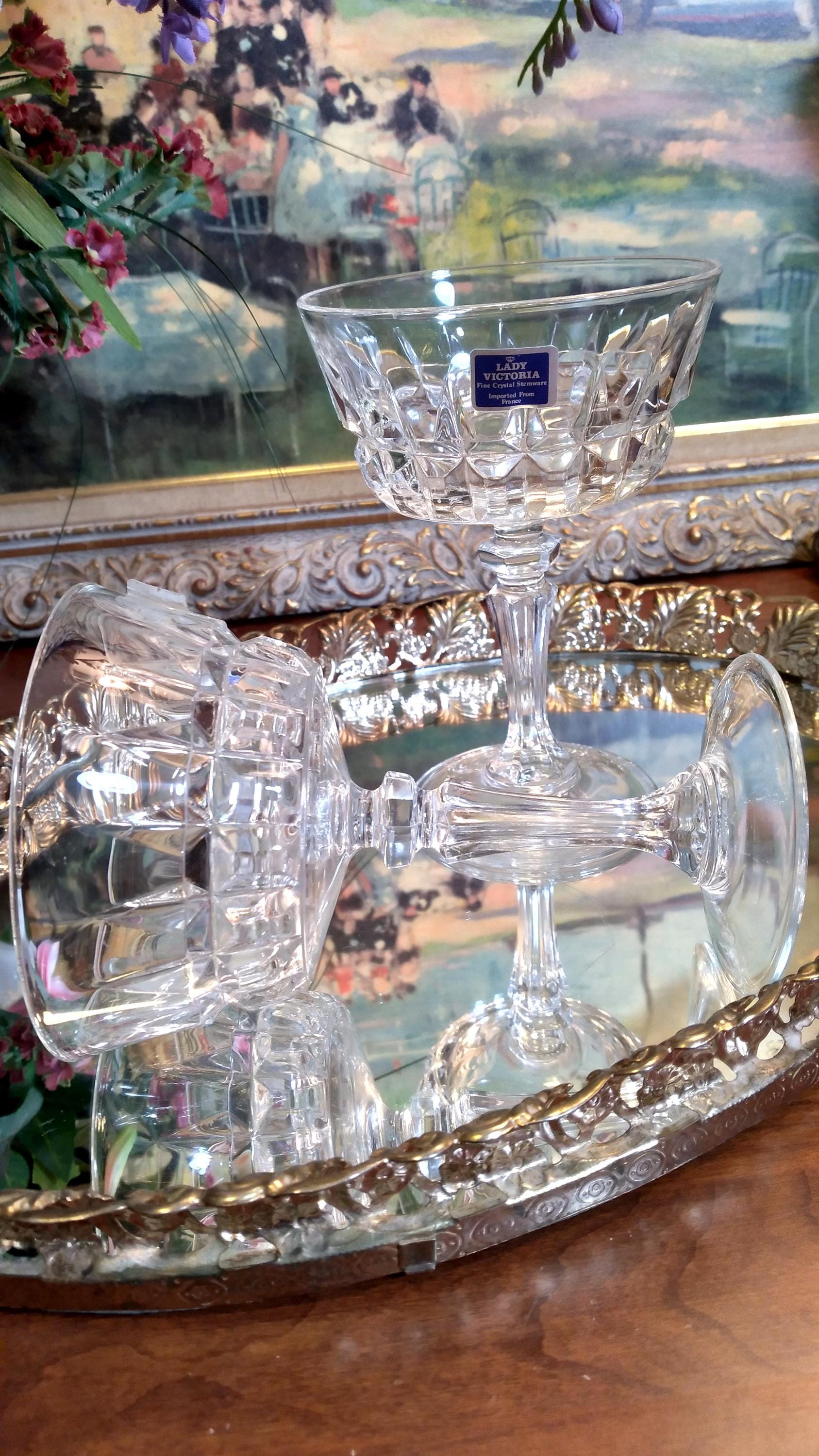 Vintage Lady Victoria Chantalle Crystal Champagne Glasses Set of (2 ...