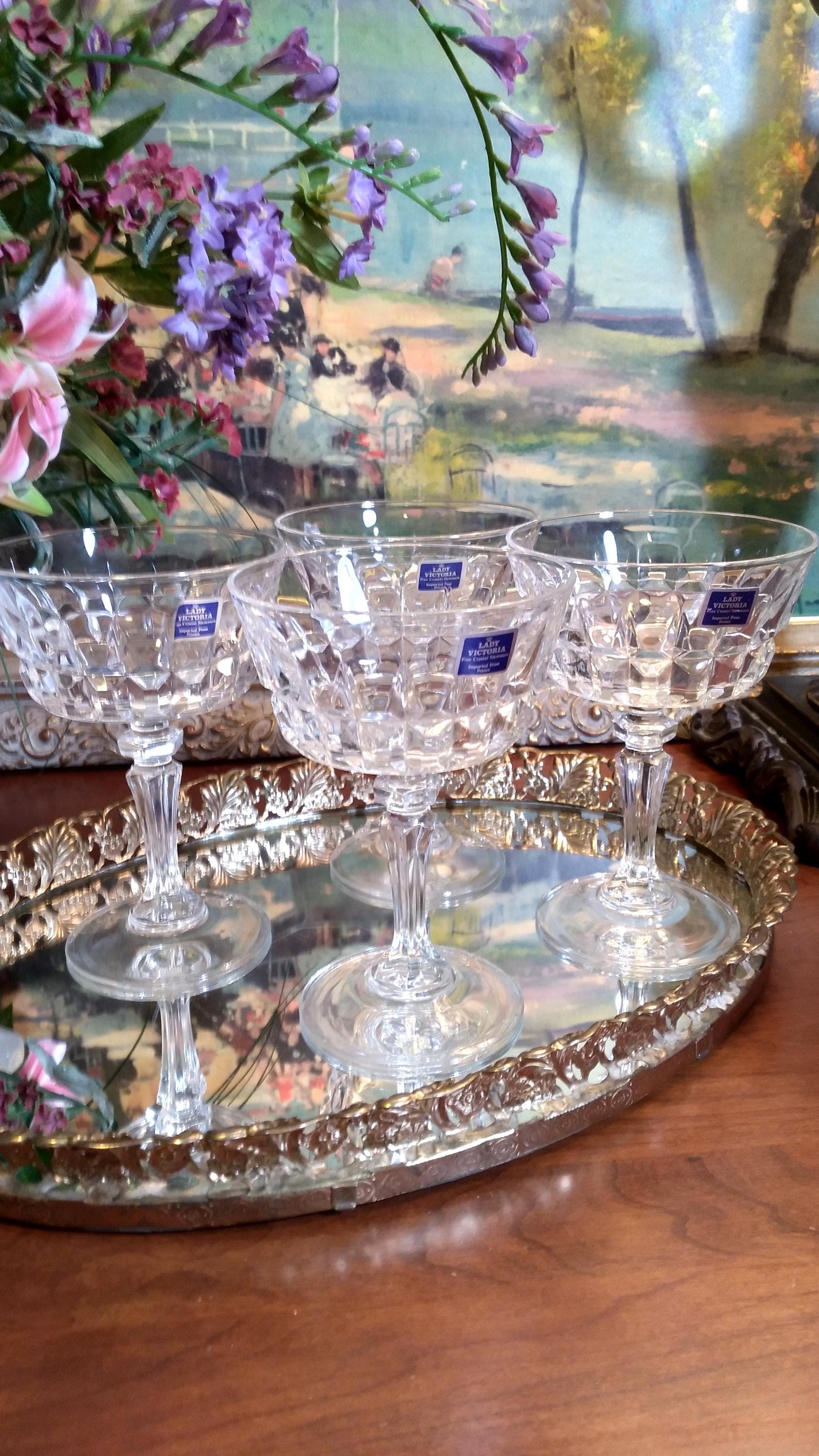 Vintage Lady Victoria Chantalle Crystal Champagne Glasses Set of (2 ...