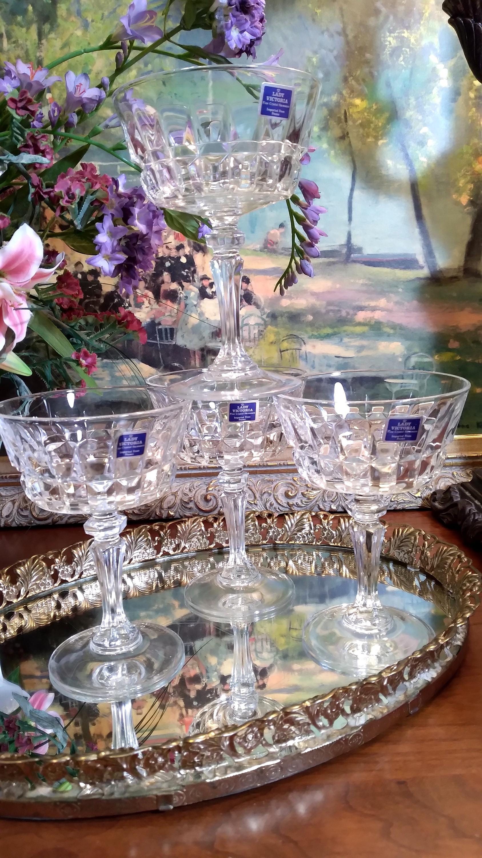 Vintage Lady Victoria Chantalle Crystal Champagne Glasses Set of (2 ...