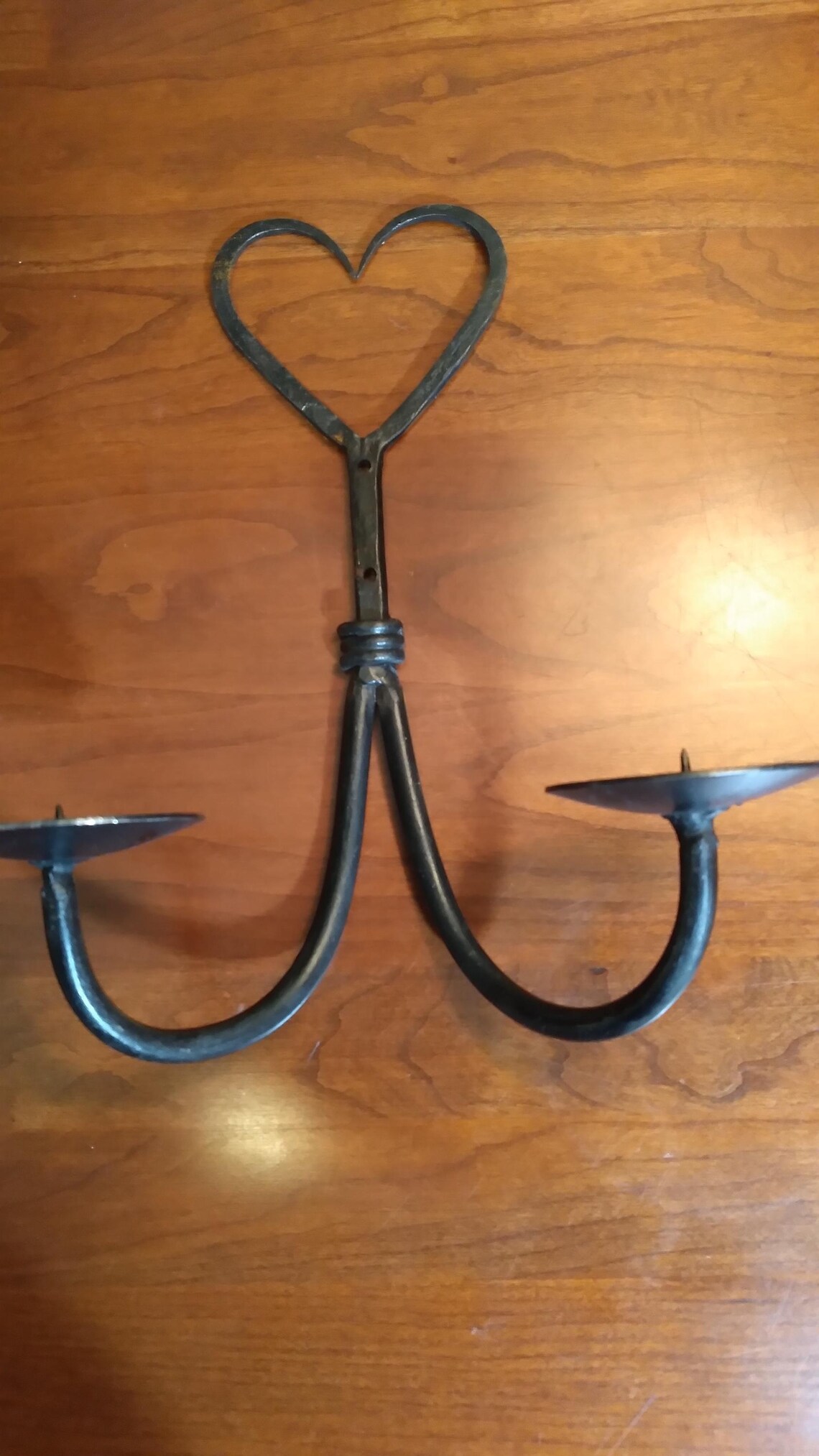 Vintage Black Iron Hand Forged Double Light Candle Wall Sconce/heart ...
