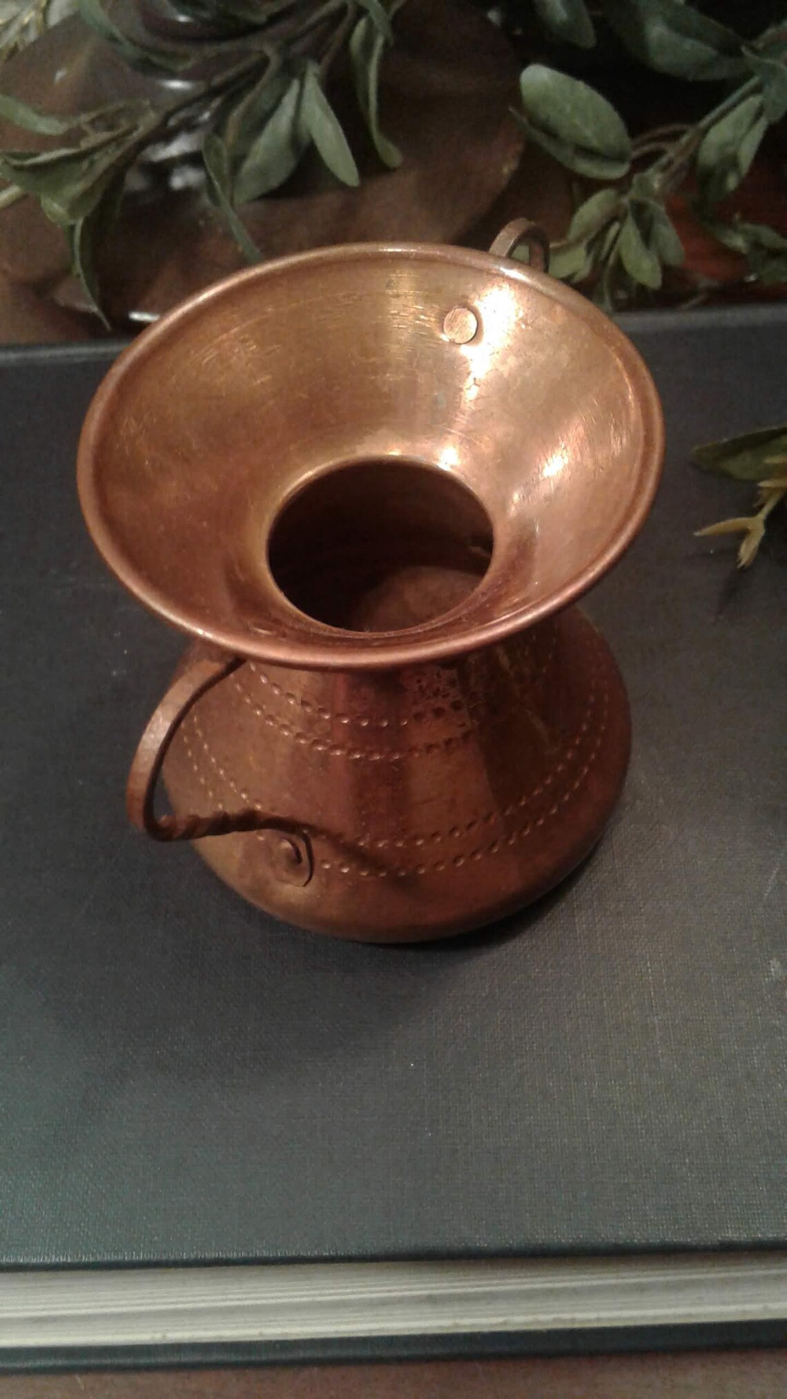 Vintage Copper Twisted Handle Spittoon - Etsy