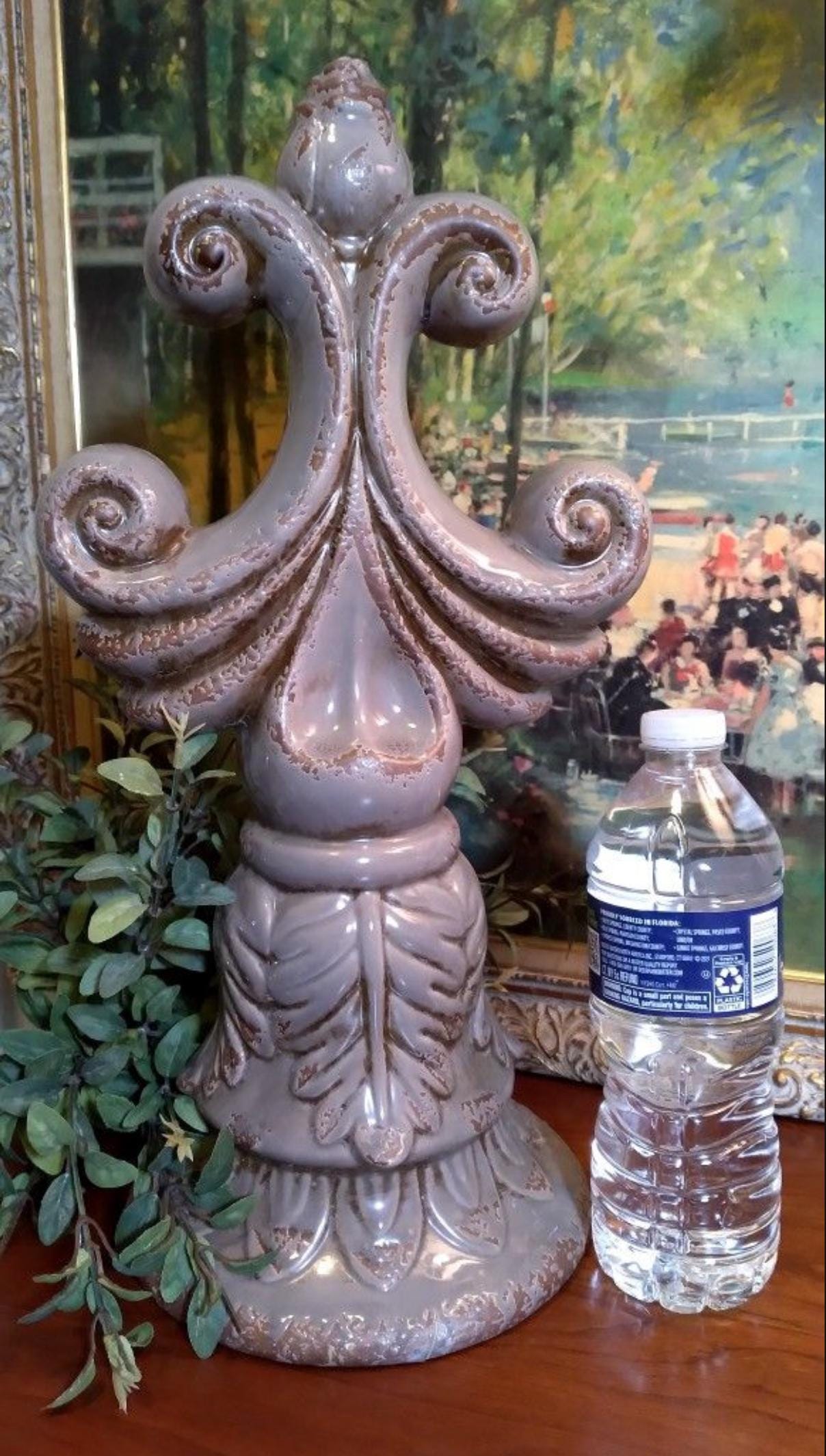 Large Ceramic Decorative Finial Sculpture 17" | Farmhouse Finial Statue ...