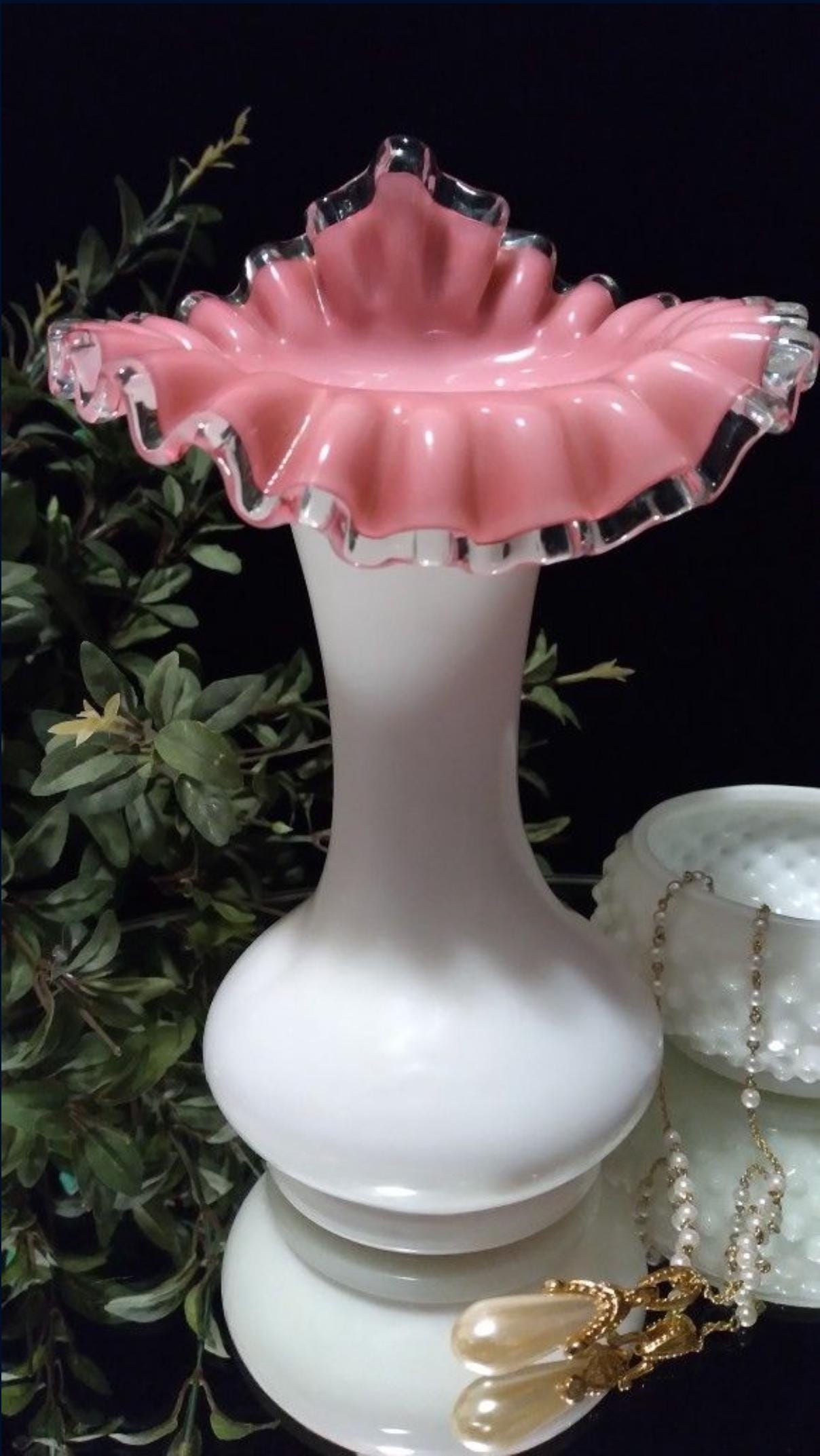 Fenton Peach Crest Jack in the Pulpit Vase | Fenton Pink Cased Jack in ...