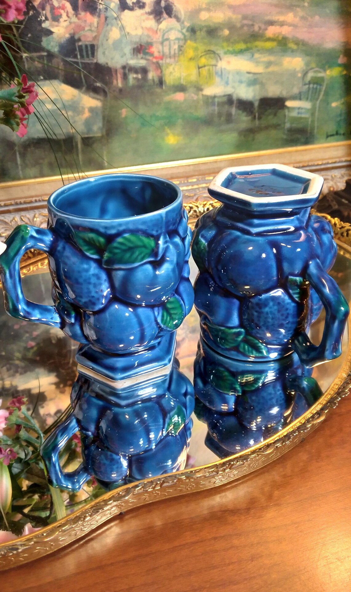 Vintage Inarco Blue Mood Indigo Mug Set of (4) - Etsy