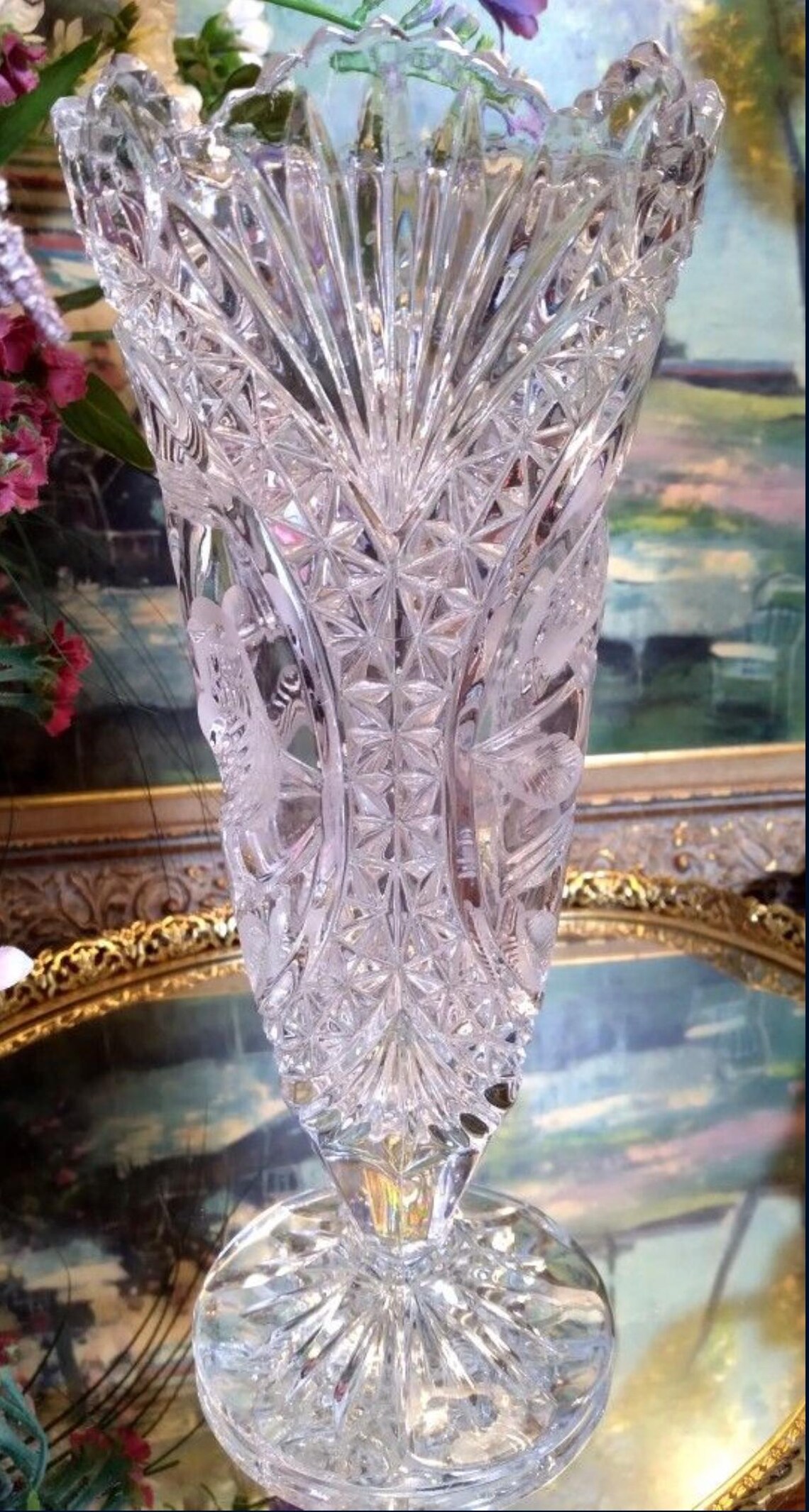 Hofbauer Byrdes Collection Crystal Footed Vase 10" - Etsy