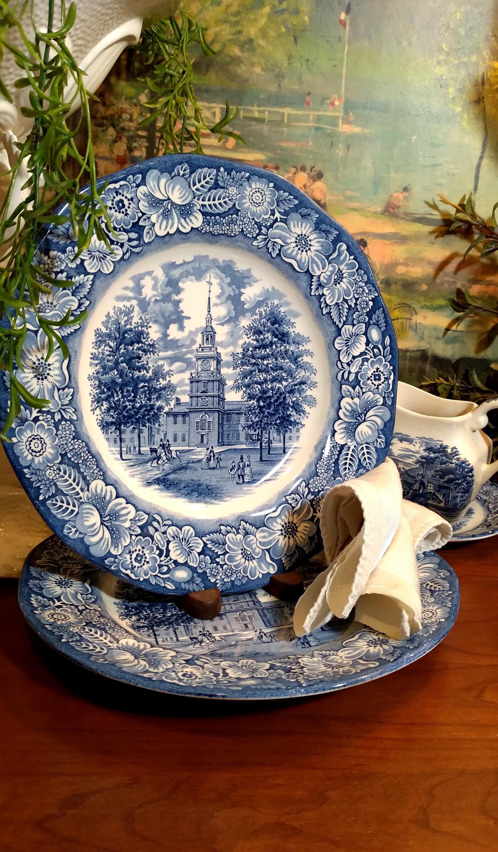 Staffordshire Libberty Blue Dinner Plates Set of (2) | Vintage Liberty ...
