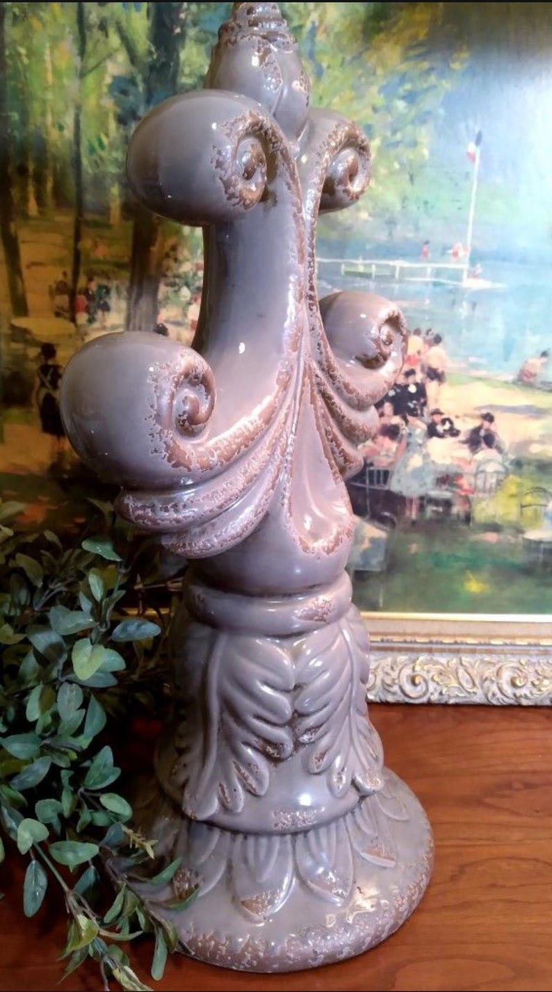 Large Ceramic Decorative Finial Sculpture 17" | Farmhouse Finial Statue ...