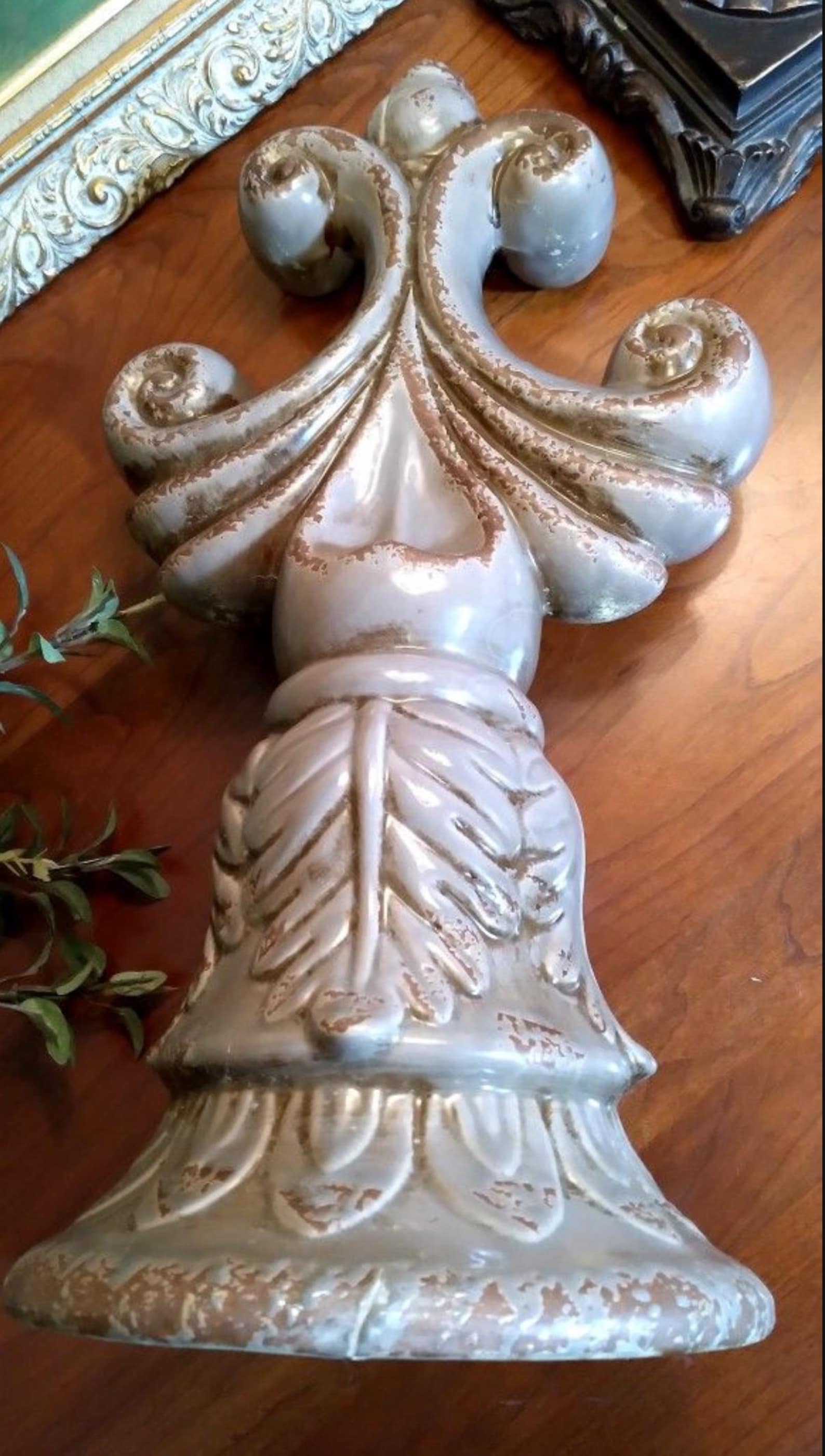 Large Ceramic Decorative Finial Sculpture 17" | Farmhouse Finial Statue ...