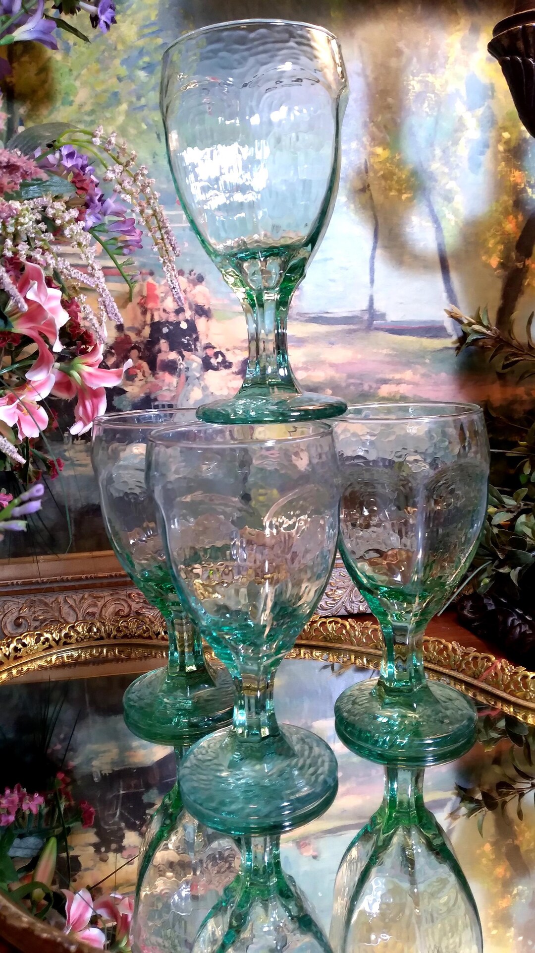 Libbey Glass Company Chivalry Green Water Goblets Set of (4) - Etsy