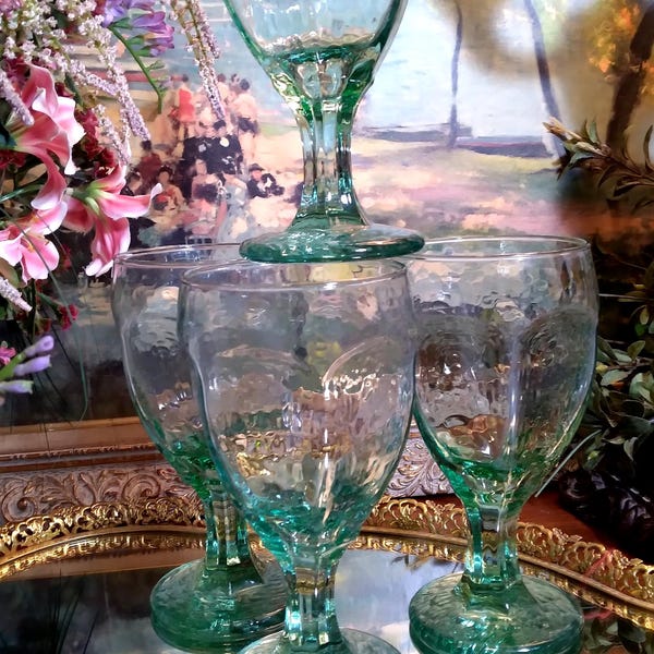 Green Water Goblets - Etsy
