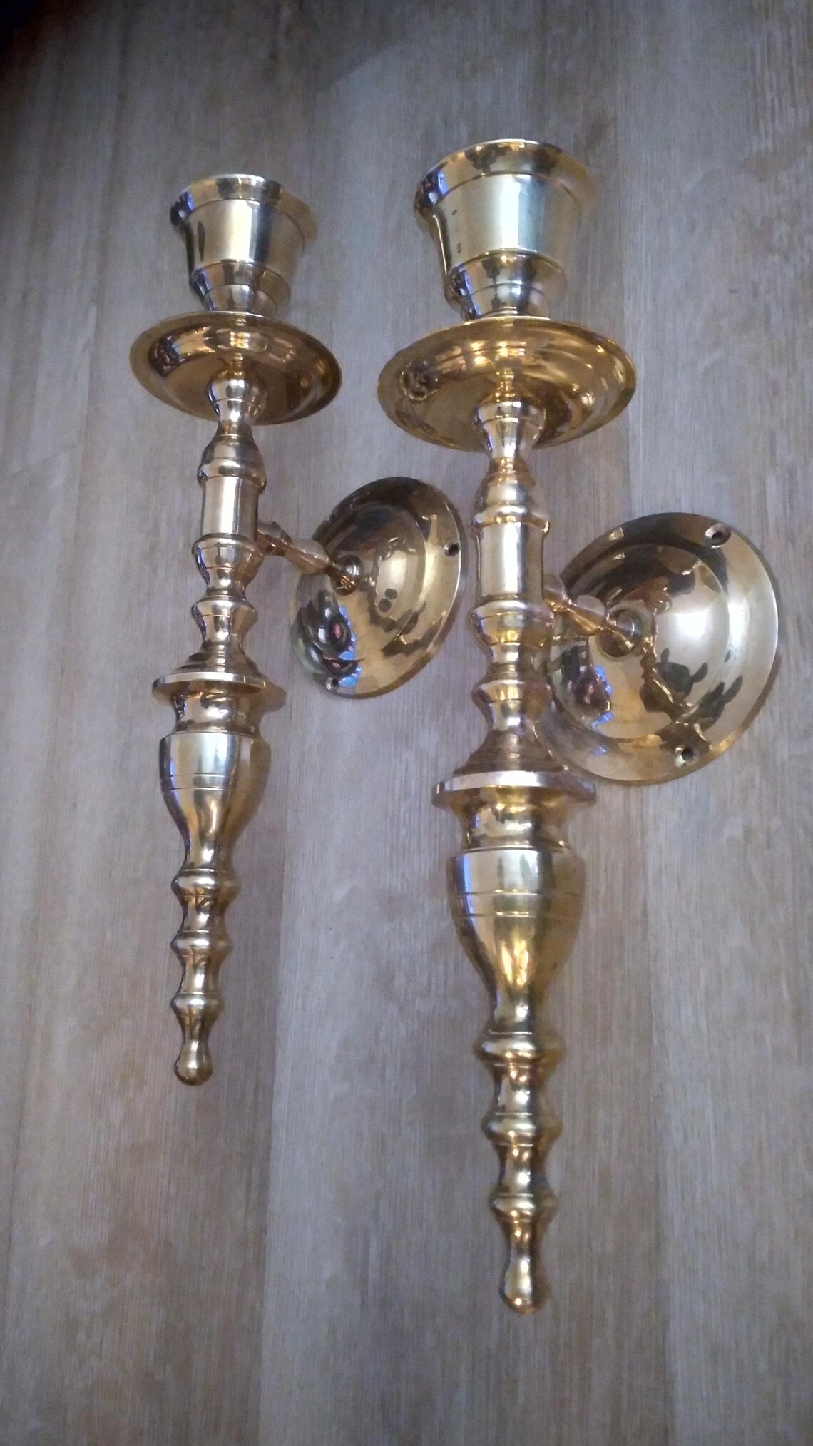 Vintage 11" Brass Candle Wall Mount Sconce Set of (2)/decor - Etsy