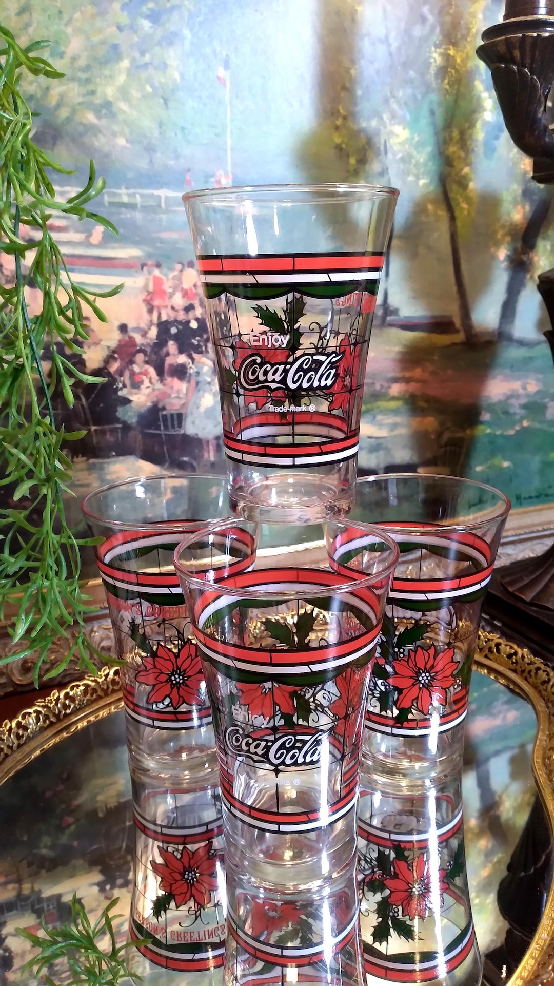 Libbey Glass Co Coca Cola Window Pane 16 Oz Tumber Glass Set of (4 ...