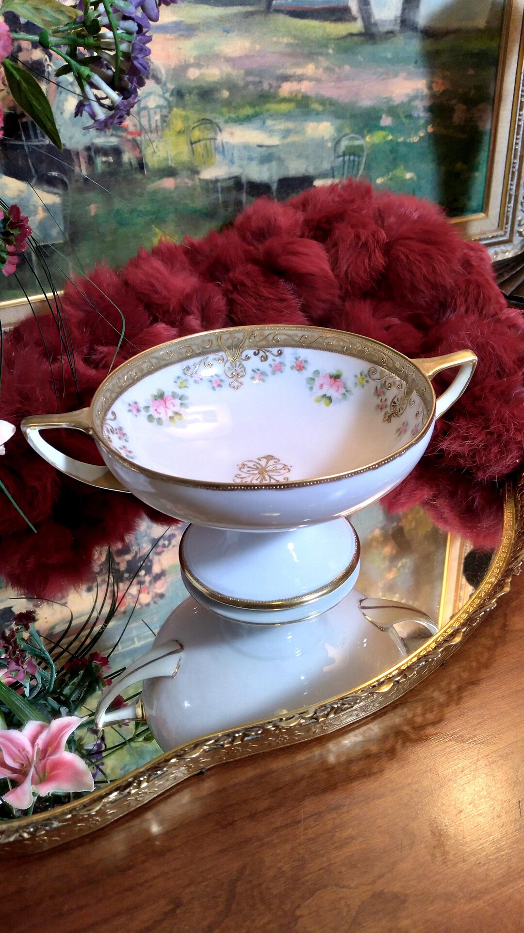 Nippon Morimura Round Porcelain Pedestal Dish - Etsy