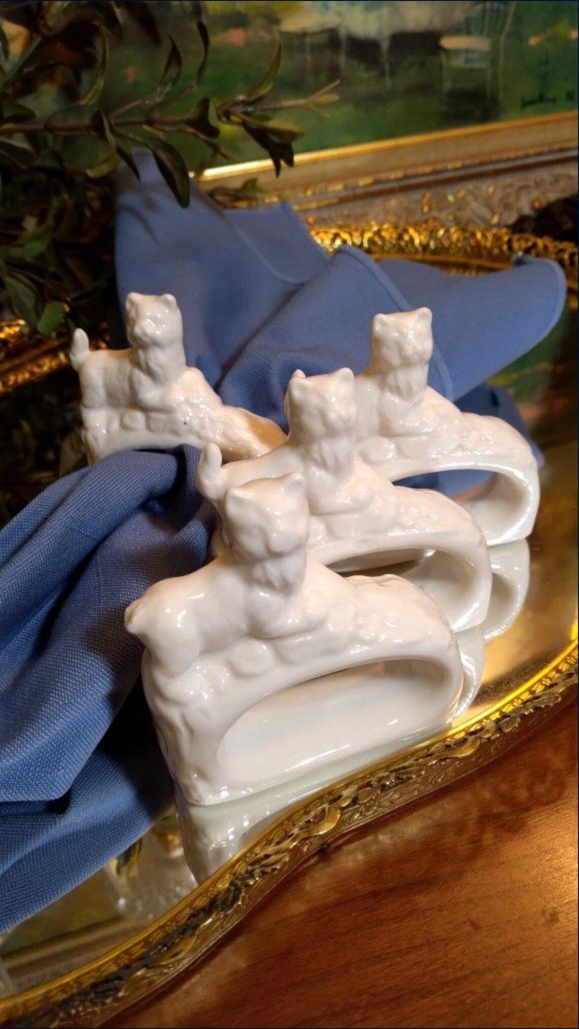 Vintage White Ceramic Cat Napkin Rings Set of 4 - Etsy