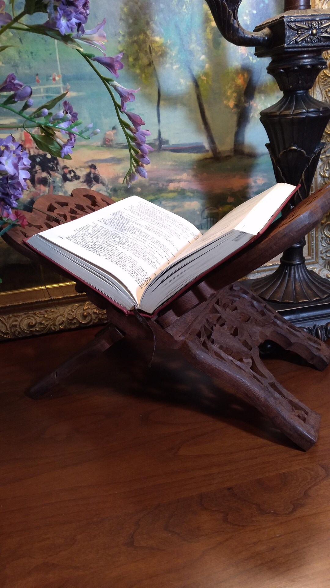 Vintage Hand Carved Wood Folding Book Holder/stand - Etsy