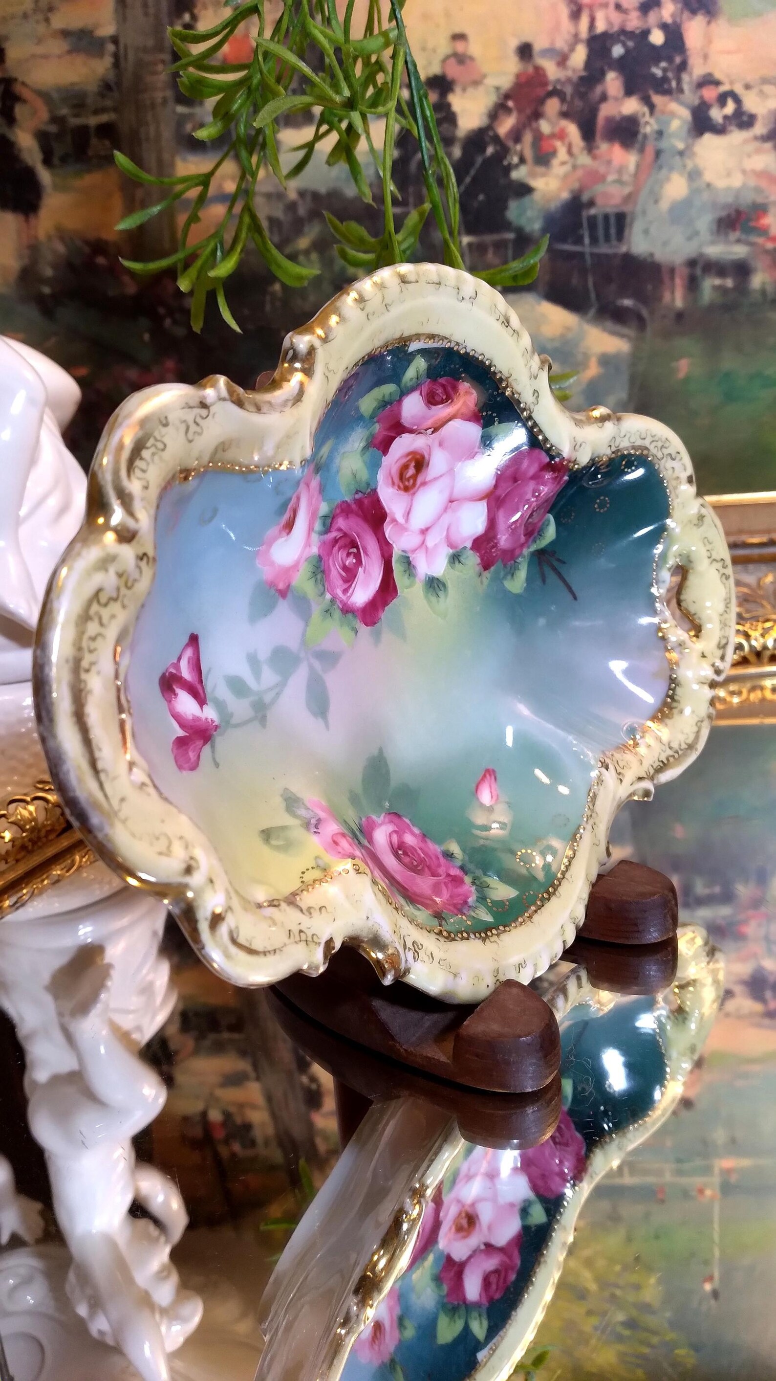 Antique Hand Painted Porcelain Dish| Porcelain Rose Dish| Porcelain ...