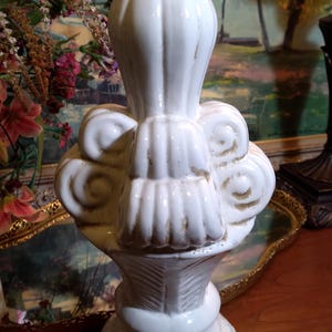 Farmhouse Finial Statue 13" | Distressed White Ceramic Finial Sculpture ...