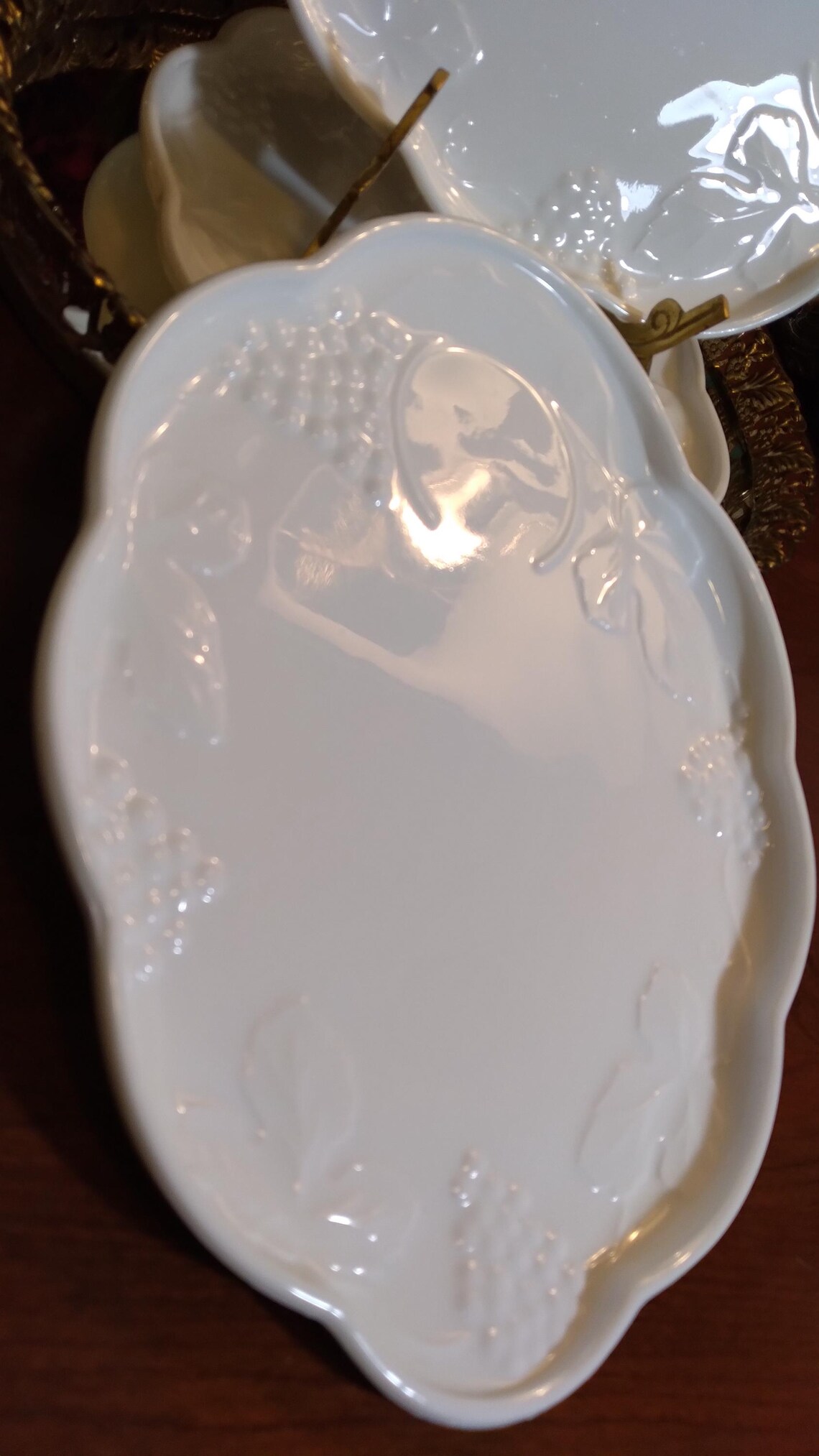 Colony Harvest Milk Glass Snack Plate Set of (4) | Vintage Harvest Milk ...