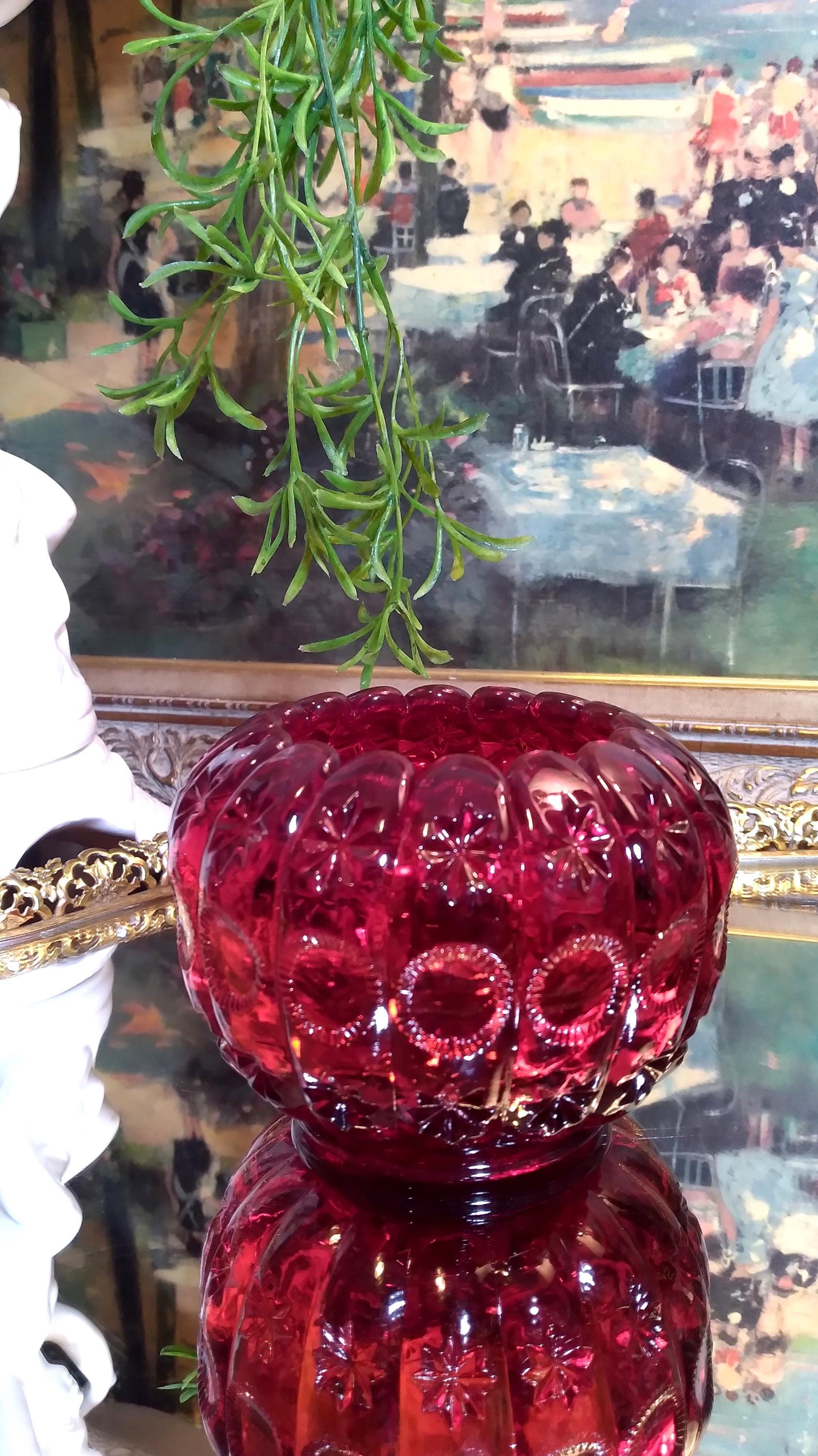 Fenton Priscilla Ruby Glass Rose Bowl/candle Holder | Fenton Ruby Glass ...