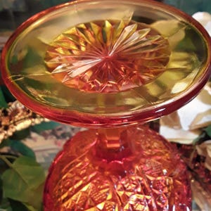 Viking Yesteryear Amberina Glass8" Compote/chalice - Etsy