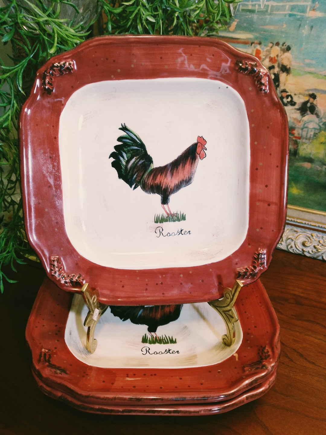 Certified International Vintage Farm 8" Rooster Plate Set of (3) - Etsy
