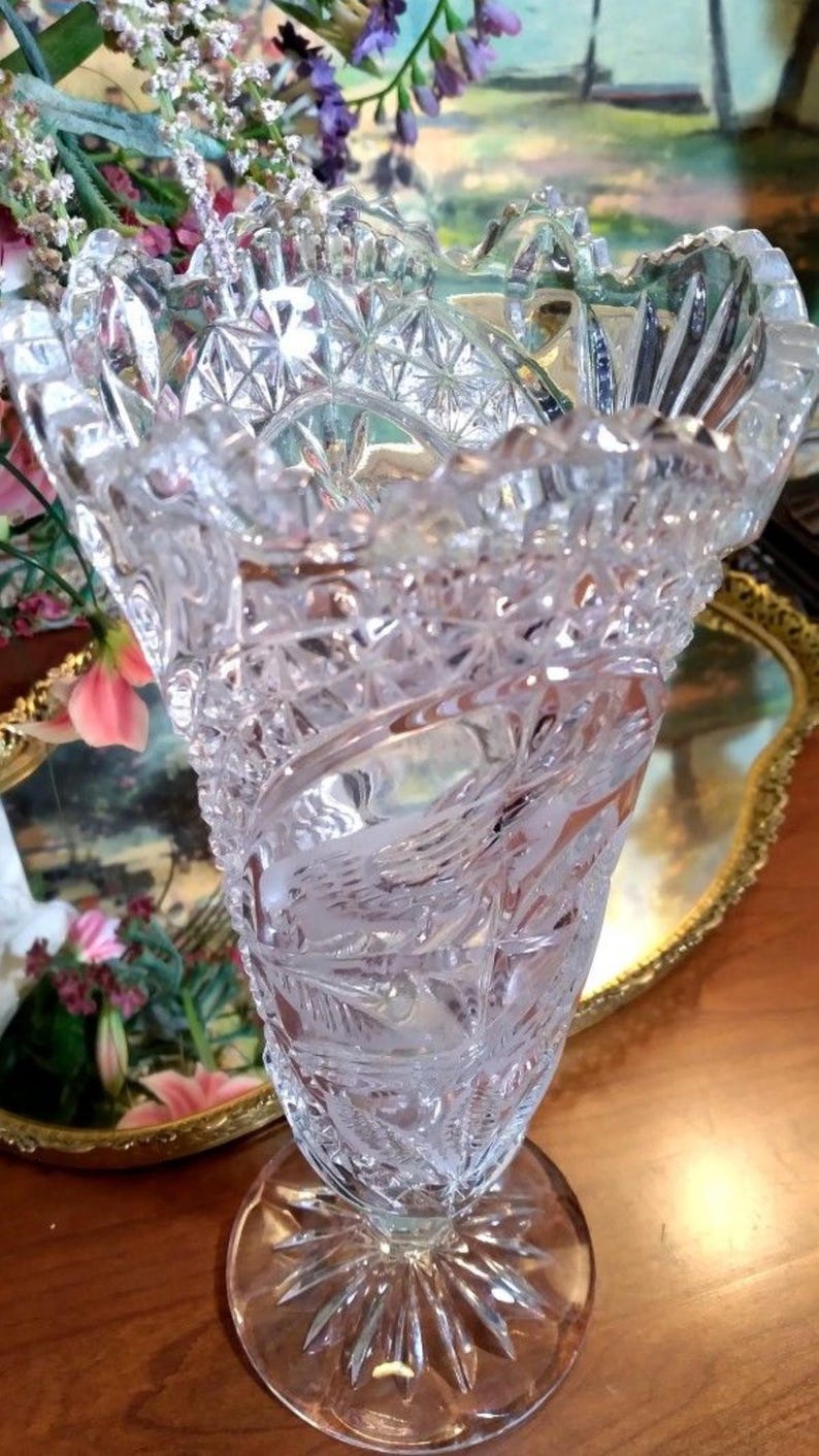 Hofbauer Byrdes Collection Crystal Footed Vase 10" - Etsy
