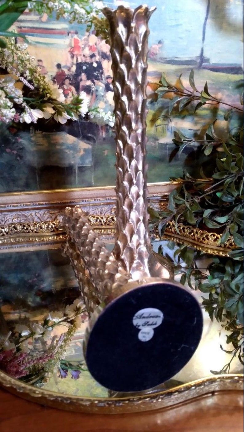 Vintage Brass Andrea of Sadek Palm Tree Trunk Candlesticks | Brass Palm ...