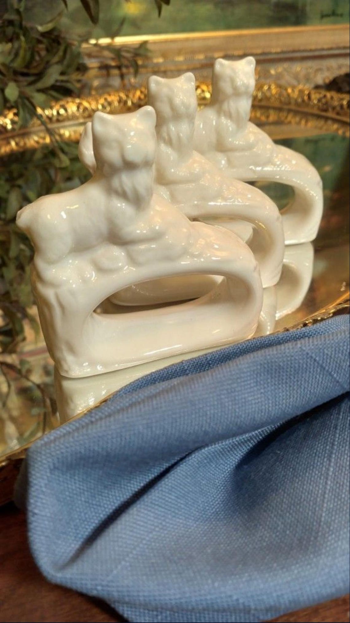 Vintage White Ceramic Cat Napkin Rings Set of 4 - Etsy