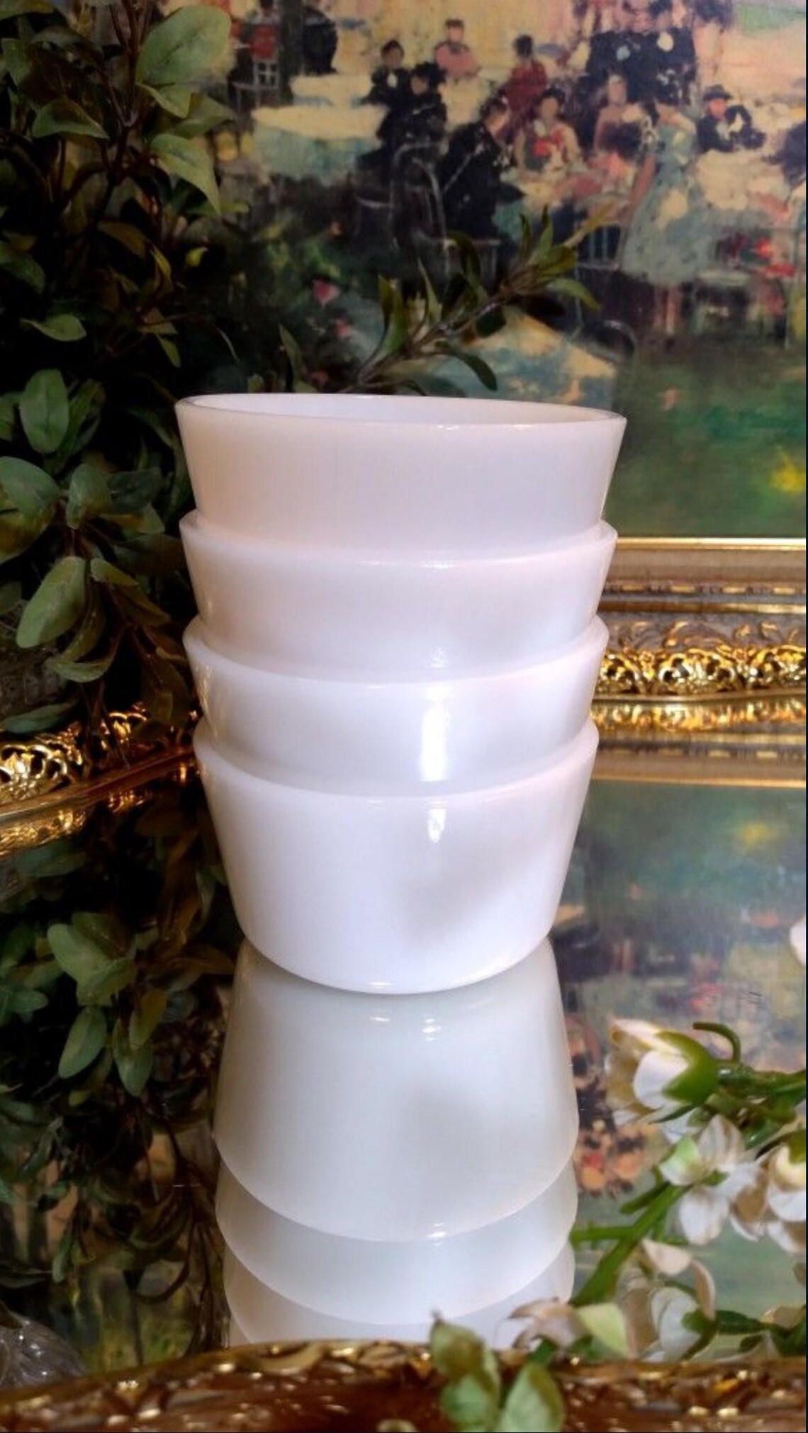 Vintage Glasbake Custard Glass Cups Set of (4) | Glasbake White Baking ...