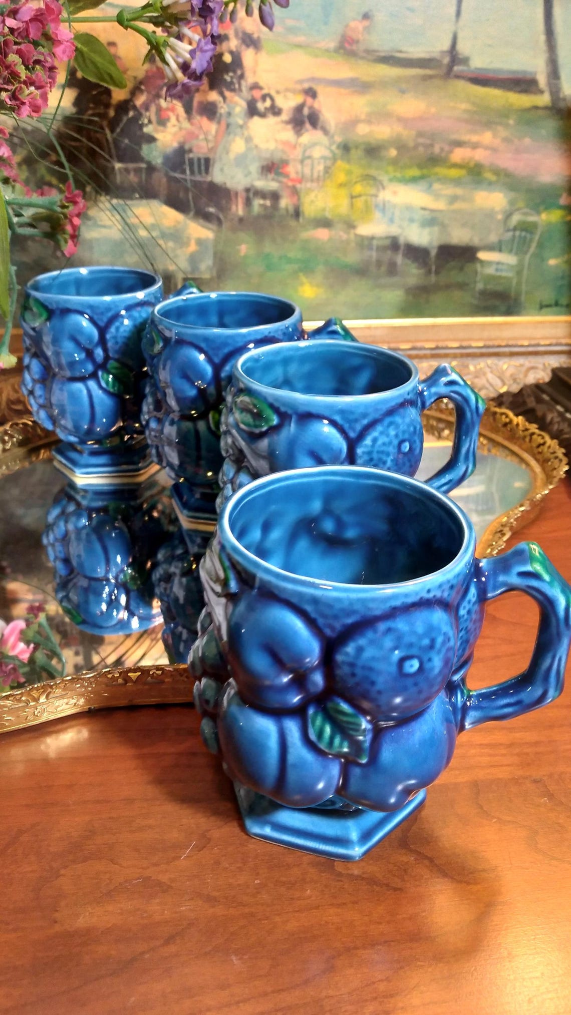 Vintage Inarco Blue Mood Indigo Mug Set of (4) - Etsy