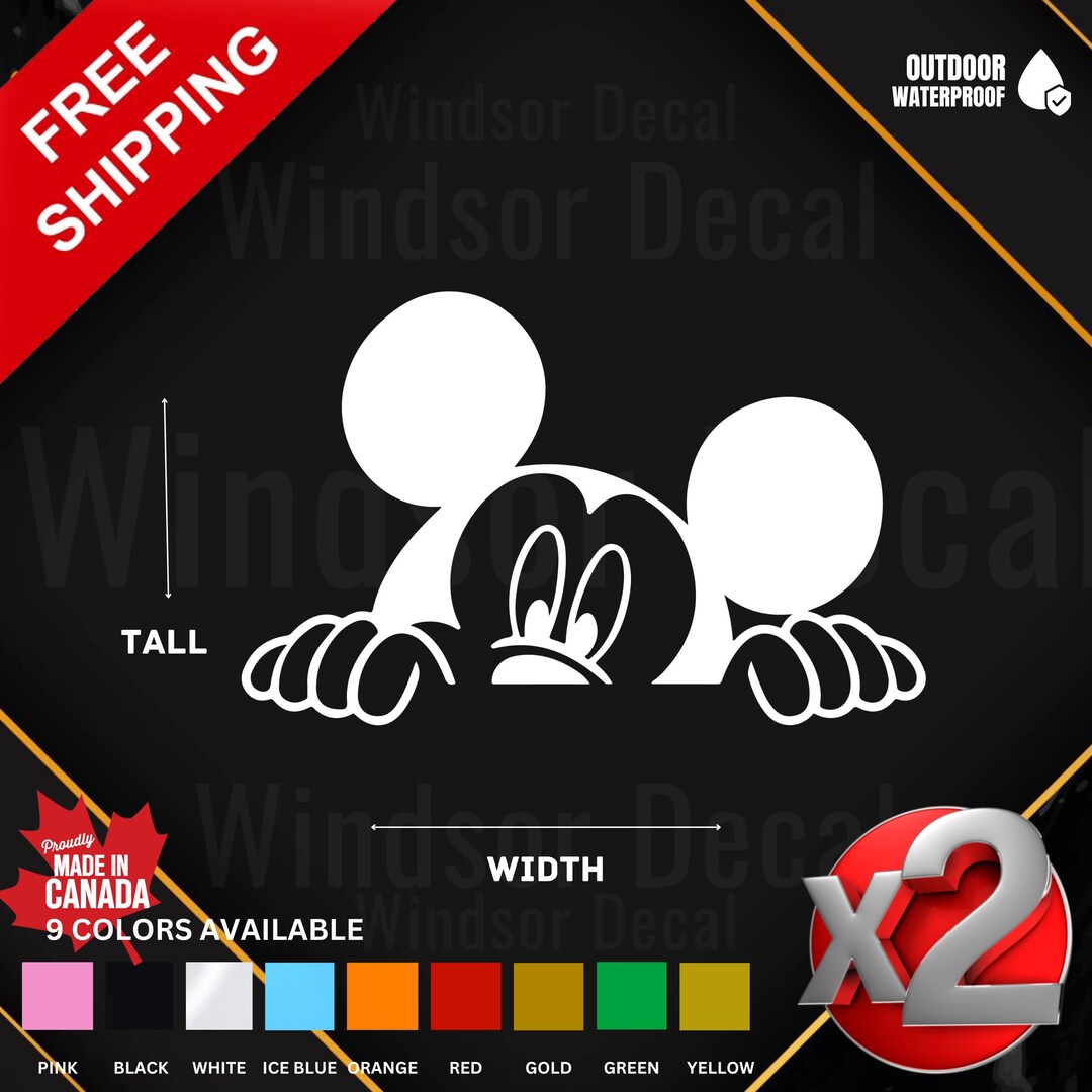 Peaking Mouse Vinyl Decal for Car, Laptop, Tumbler Window Decal 2 Pack ...