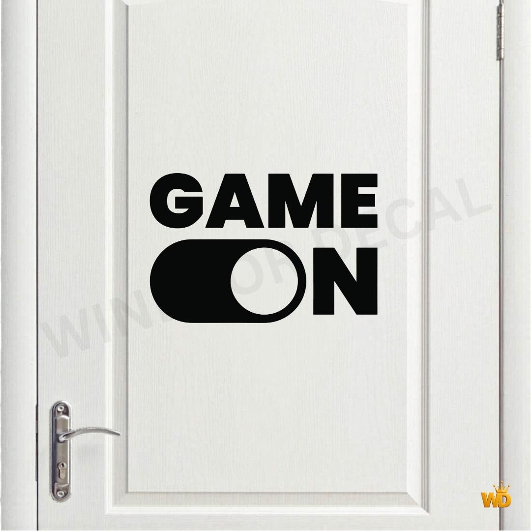 Game on Vinyl Decal, Switch Style Typography Sticker, Gamer Room Decor ...