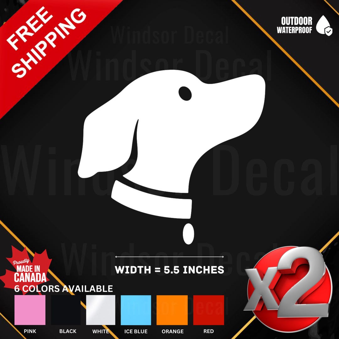2X Dog Puppy Head Decal Sticker | Cute Puppy Dog Face Vinyl Sticker for ...