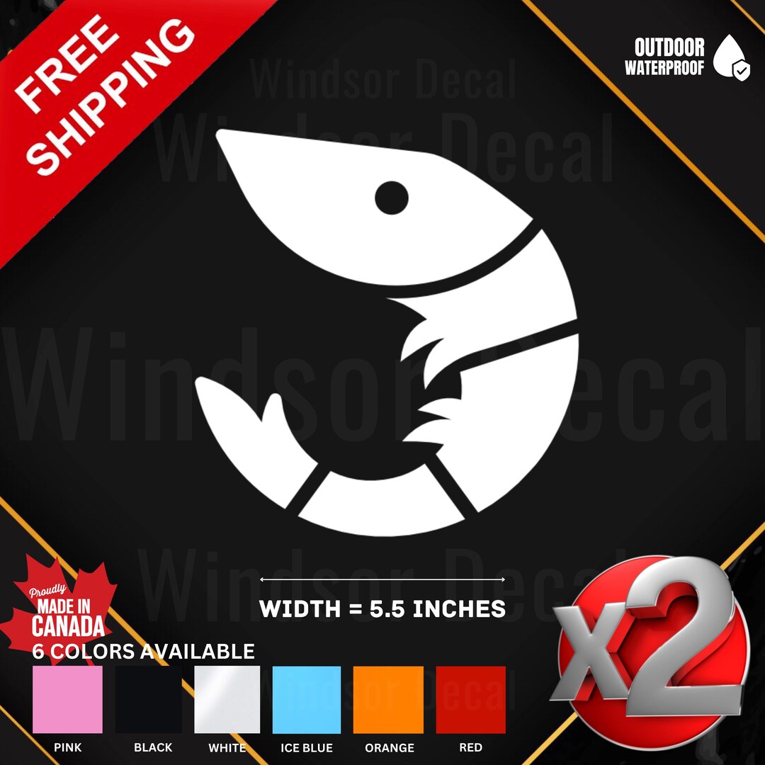 2X Shrimp Decal Sticker | Cute Shrimp Vinyl Sticker for Car, Truck ...