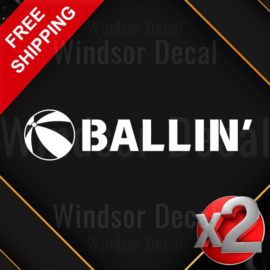 2X Ballin Vinyl Decal, Beach Ball Design, Fun Summer Sticker, Unique ...