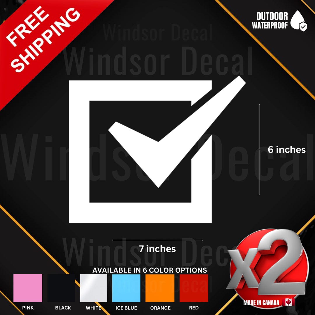 2X Checkmark Inside Box Decal | Tick Mark Art | Positive Affirmation ...